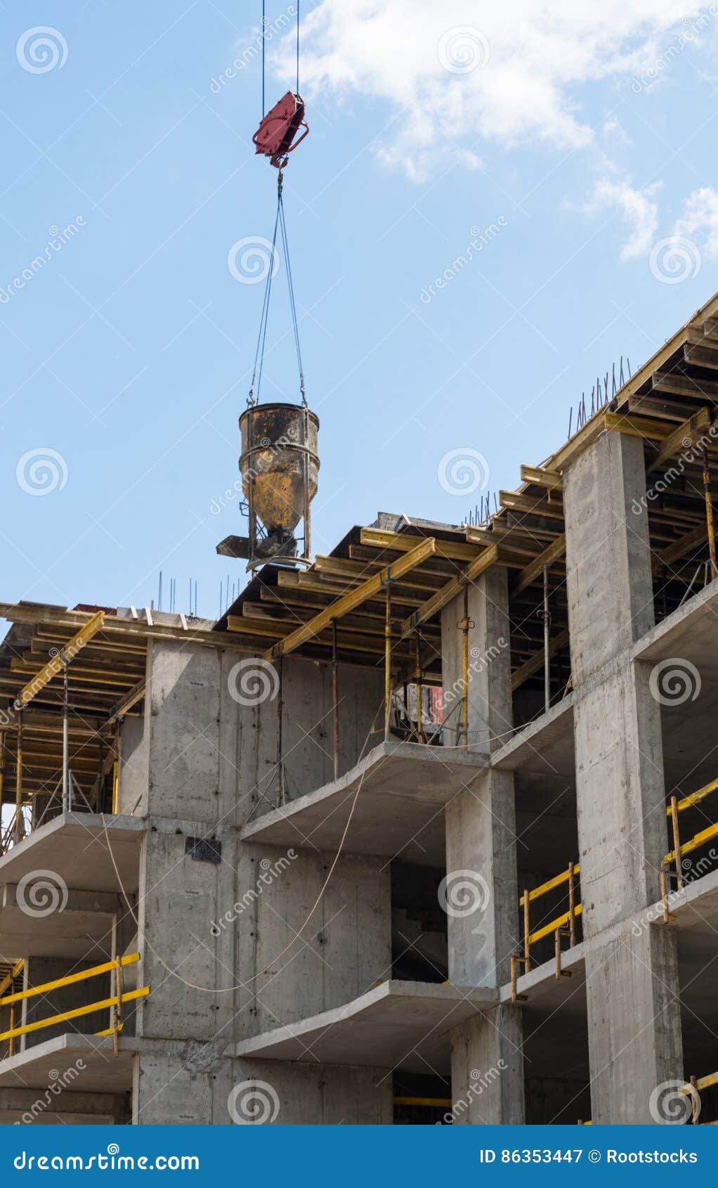 Concrete Skip Over Building Framework Stock Image - Image of concrete ...