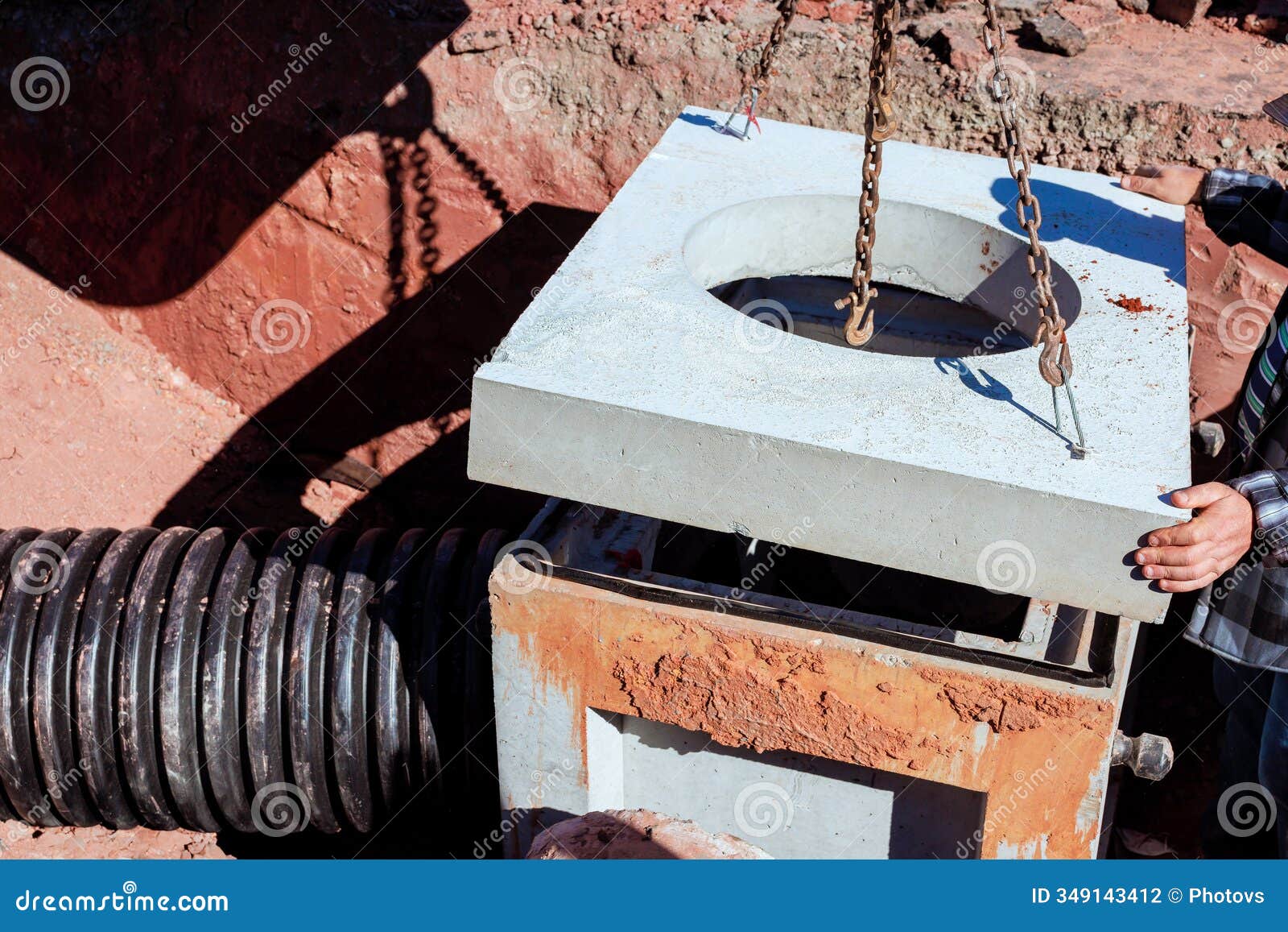 Concrete Slab Being Placed on a Drainage System in a Construction Site ...