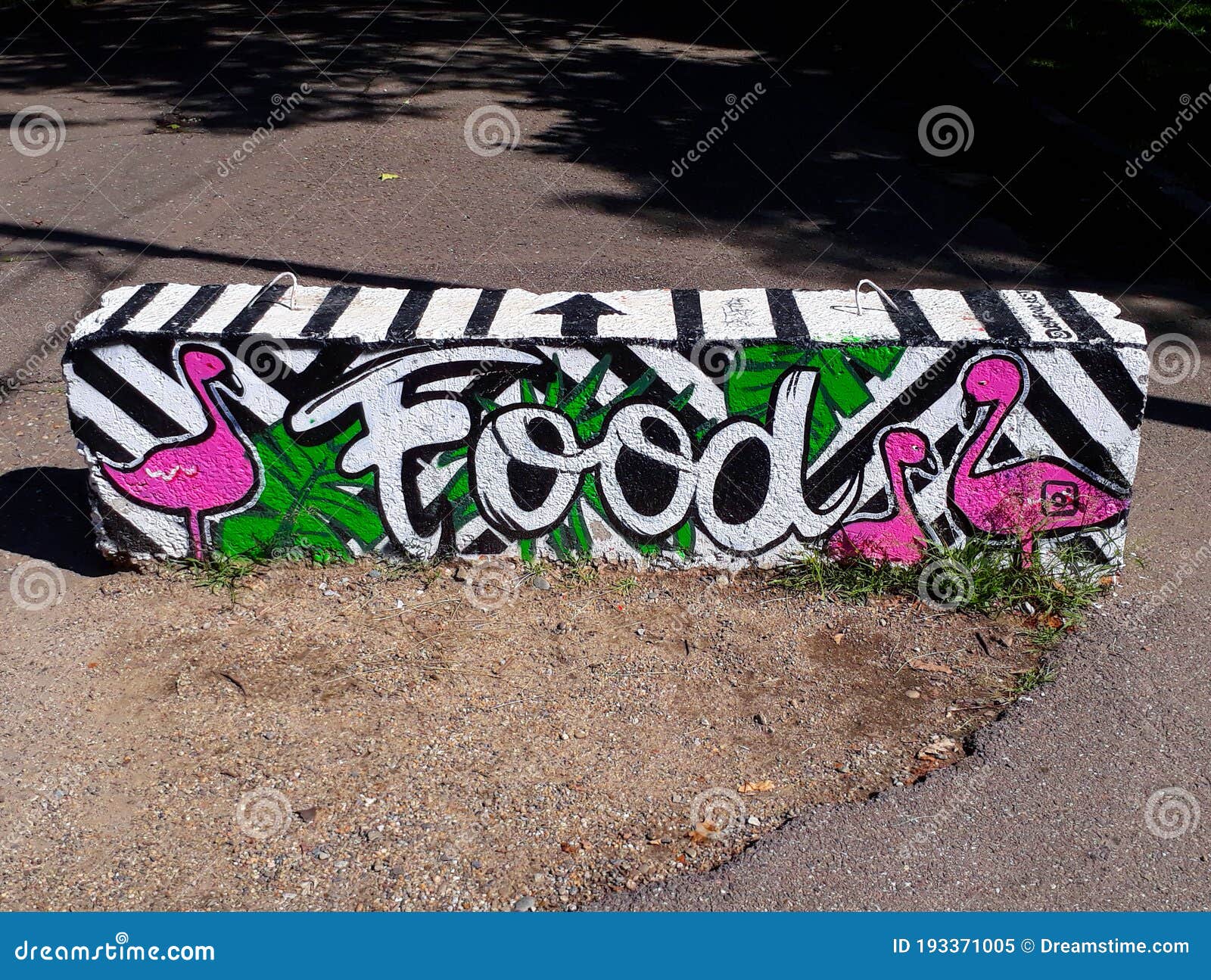 Concrete Slab Blocking the Passage and Decorated with a Pattern. Stock ...