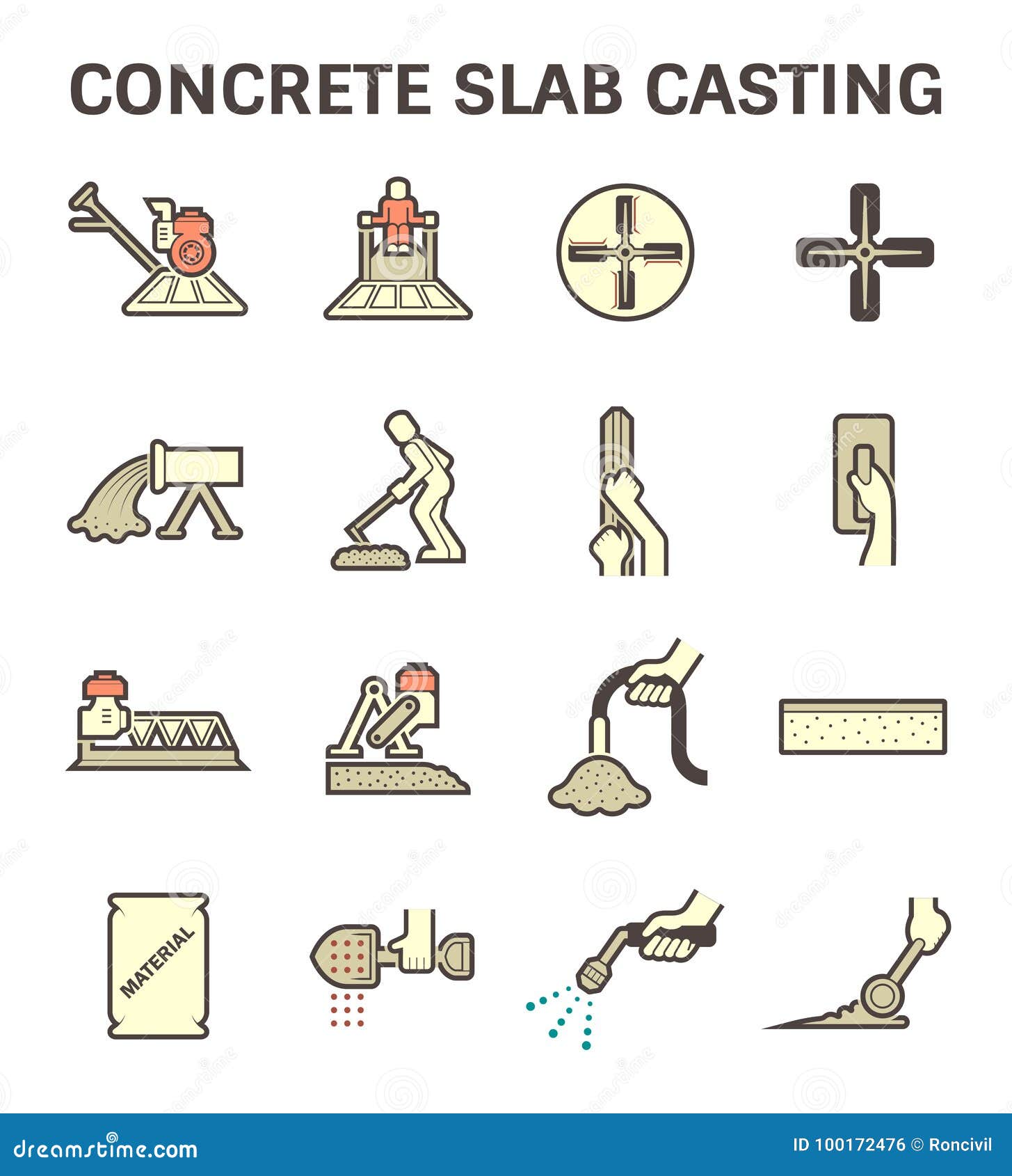 Concrete slab casting stock vector. Illustration of icon - 100172476