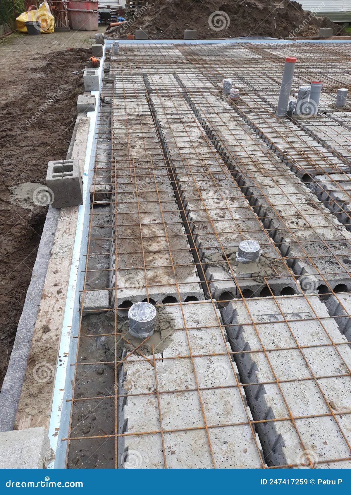 Concrete Slab Foundation for Houses Stock Image - Image of carpentry ...