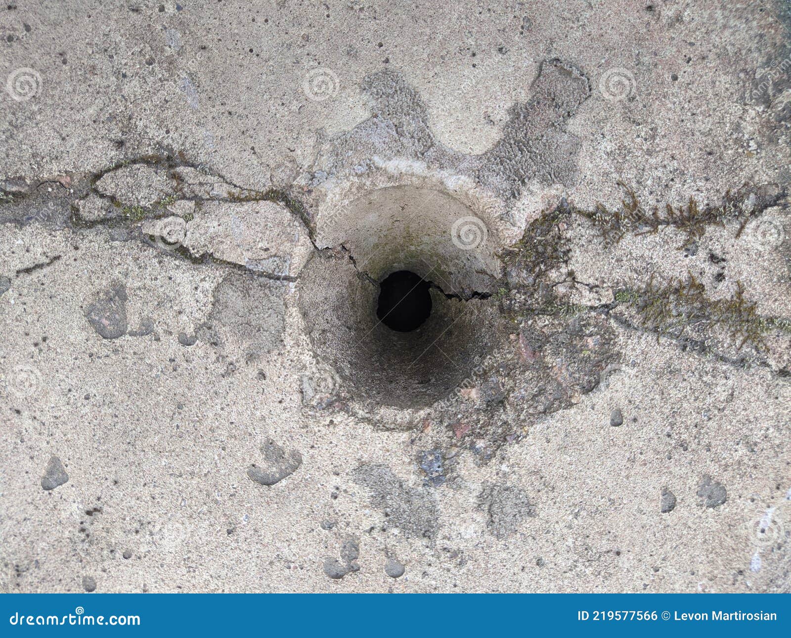 Concrete Slab with a Hole in the Middle and Cracks Stock Photo - Image ...