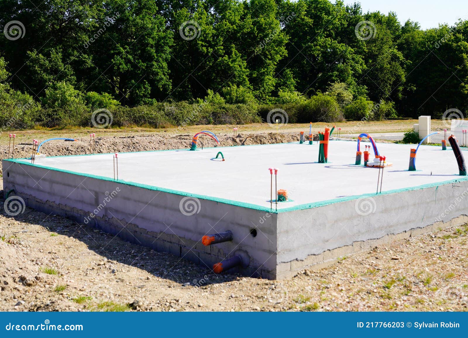 Concrete Slab of House Being Built Stock Image - Image of evacuation ...