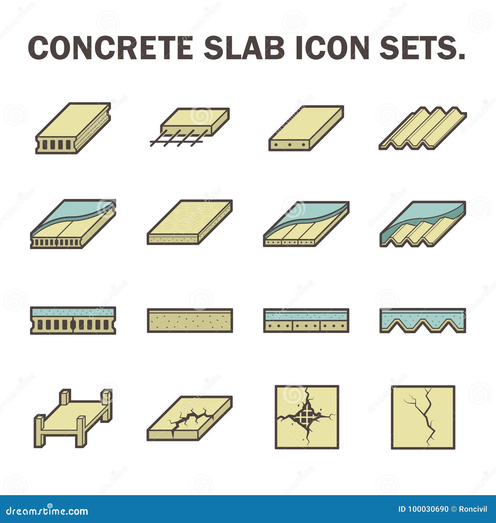 Concrete slab icon stock vector. Illustration of flat - 100030690