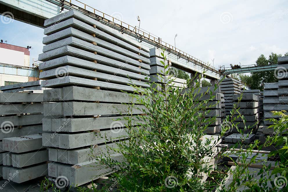 Concrete Slab Racks Outdoors Stock Image - Image of lading, pulley ...