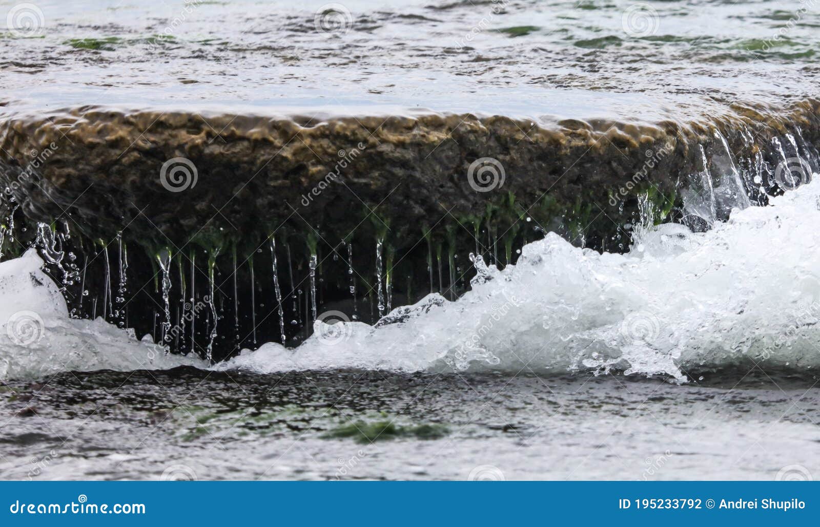 Concrete Slab in a Spray of Water in the Sea Stock Photo - Image of ...