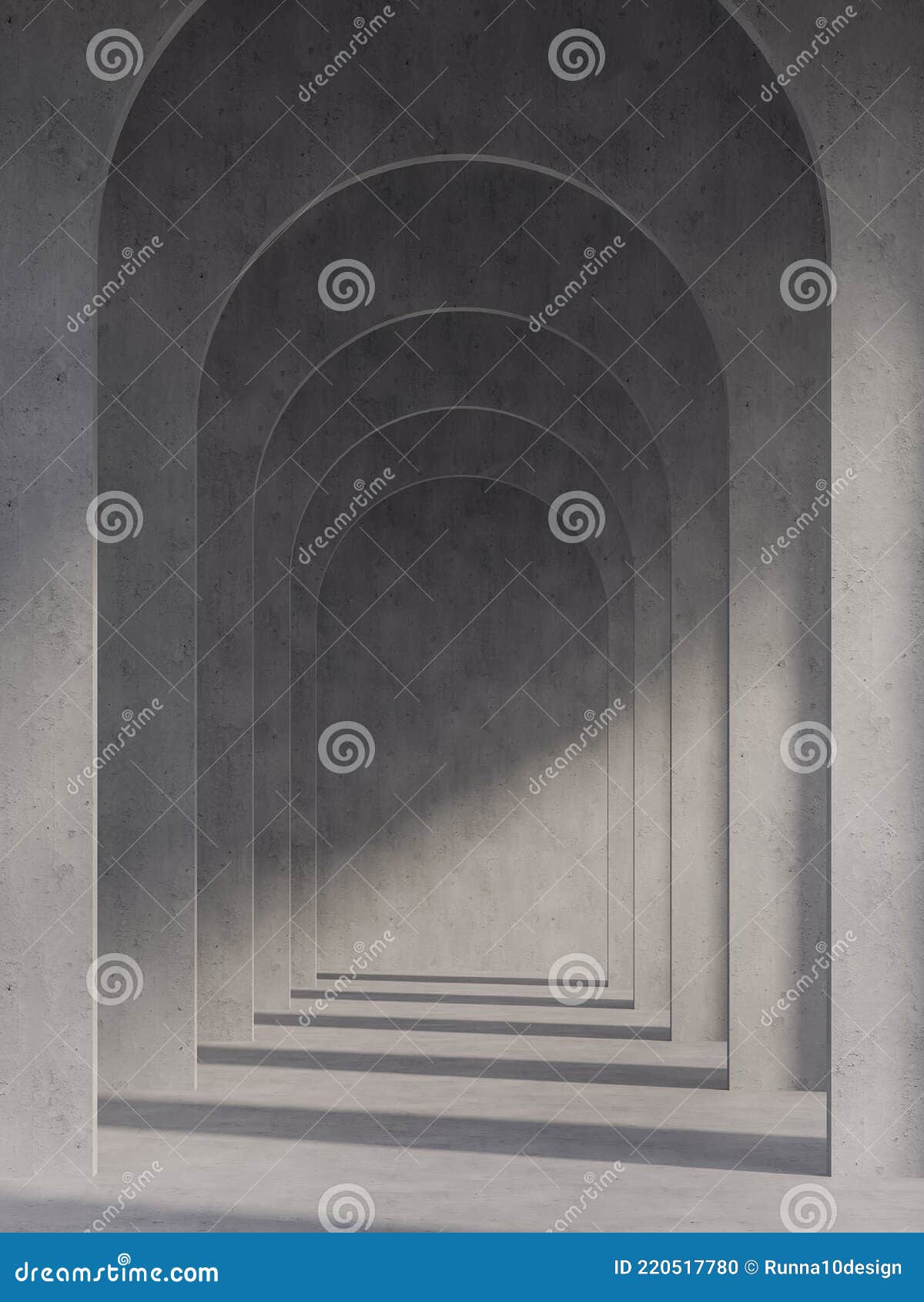 Concrete Space Interior with Arch Shape Wall 3d Render Stock ...