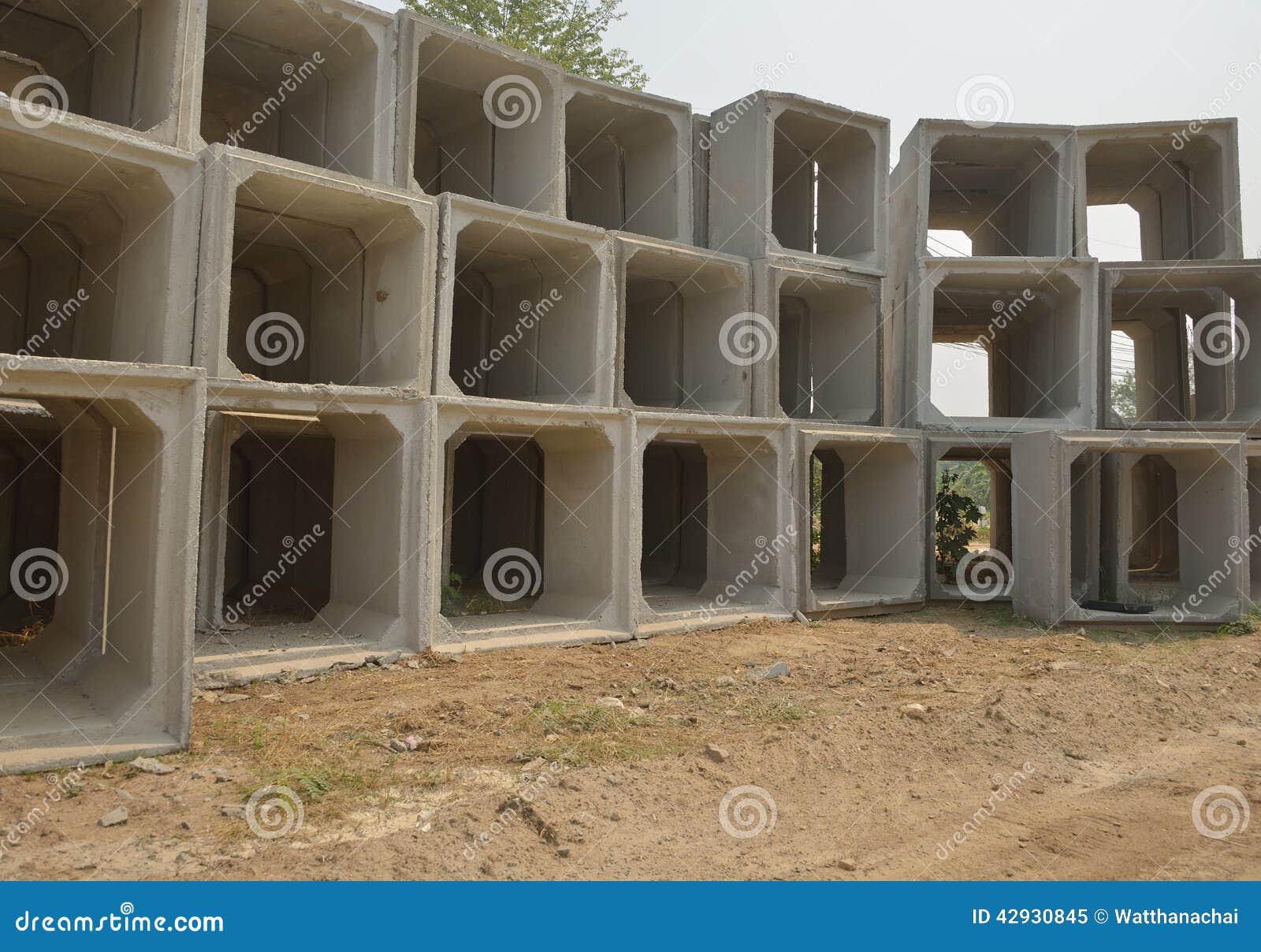Concrete Square Drainage Pipe. Stock Image - Image of site, drain: 42930845