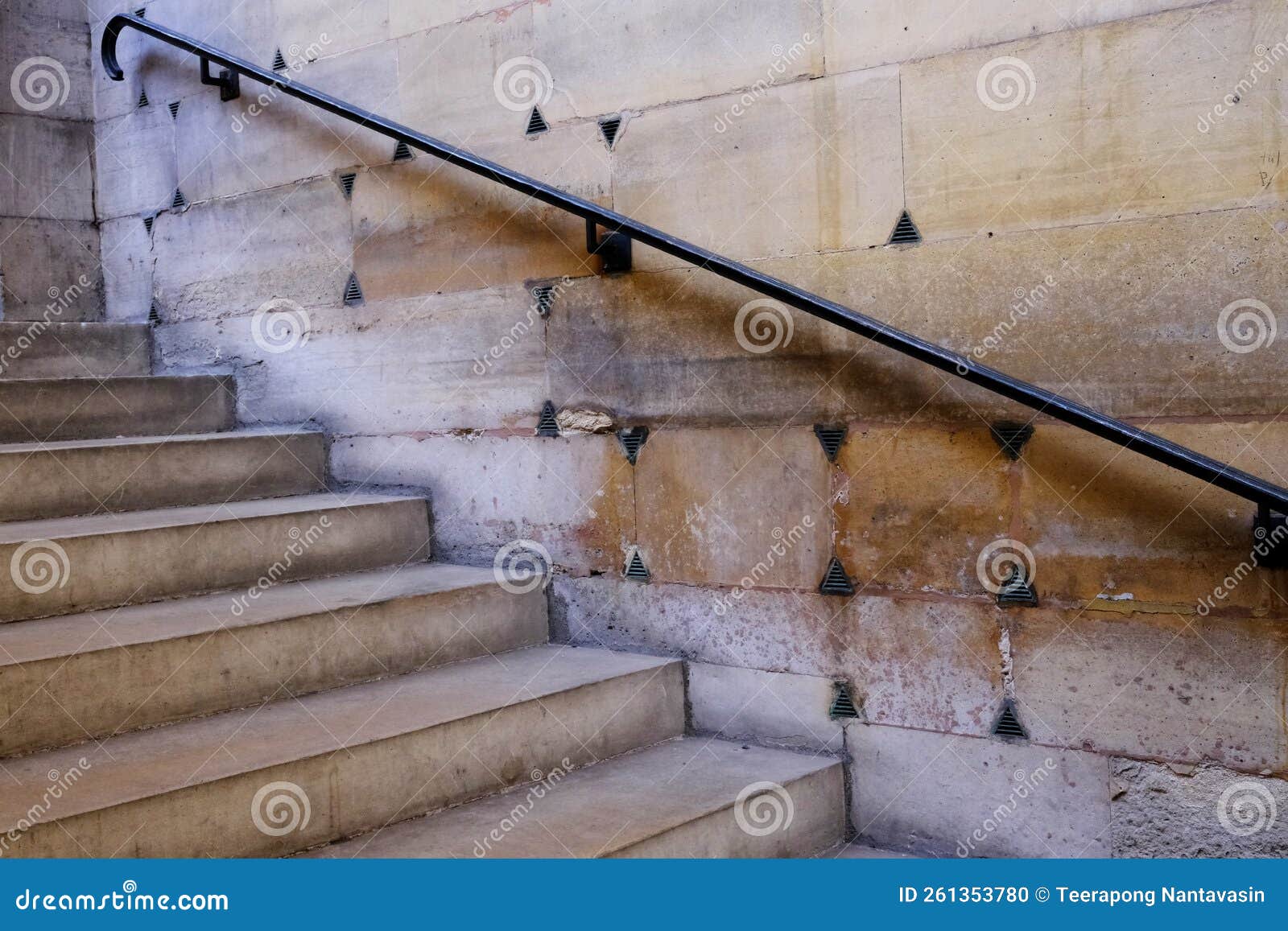 Concrete Stair with Metal Handrail. Stock Photo - Image of walkway ...