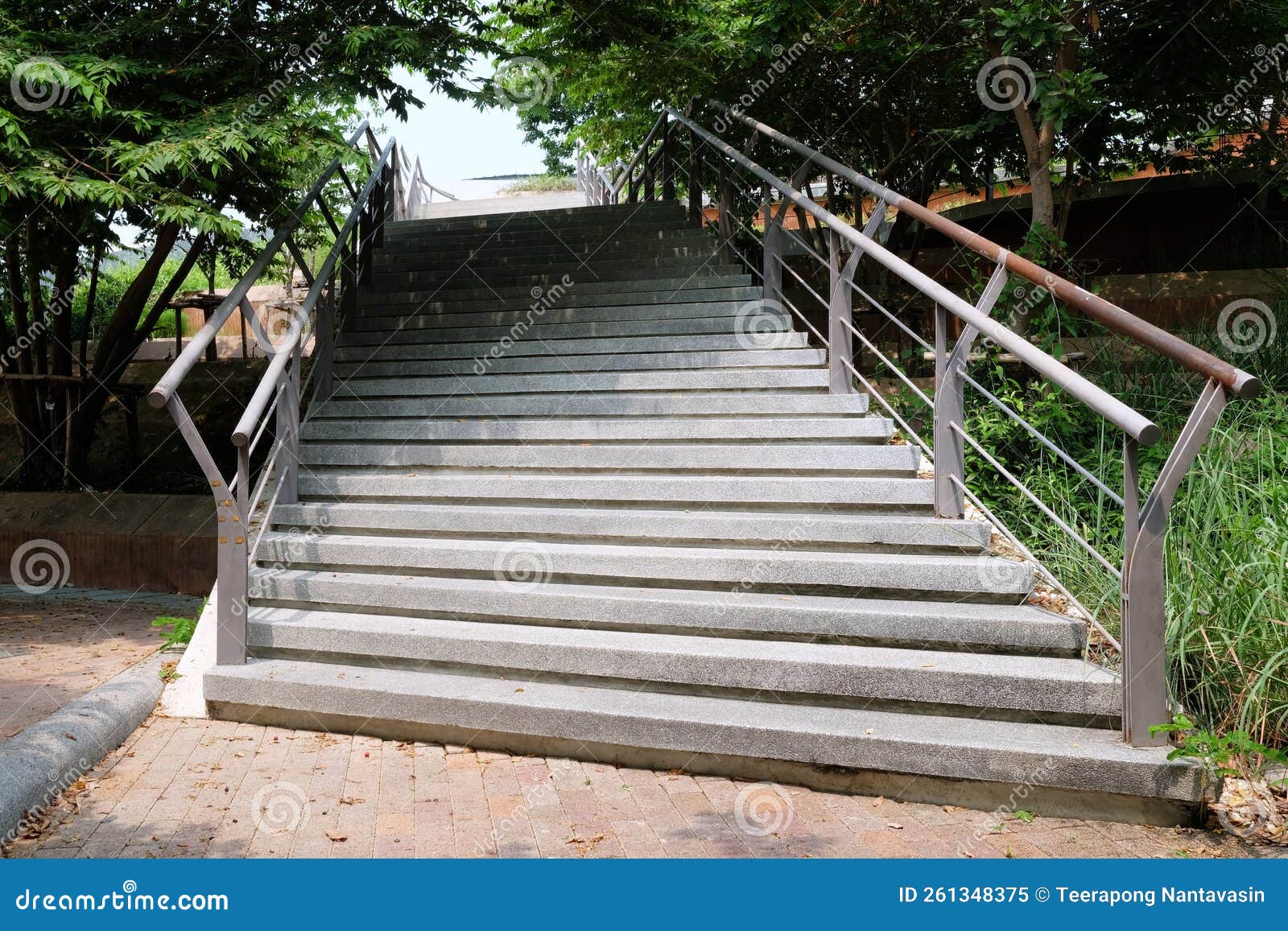 Concrete Stair in the Public Park. Stock Image - Image of park, path ...