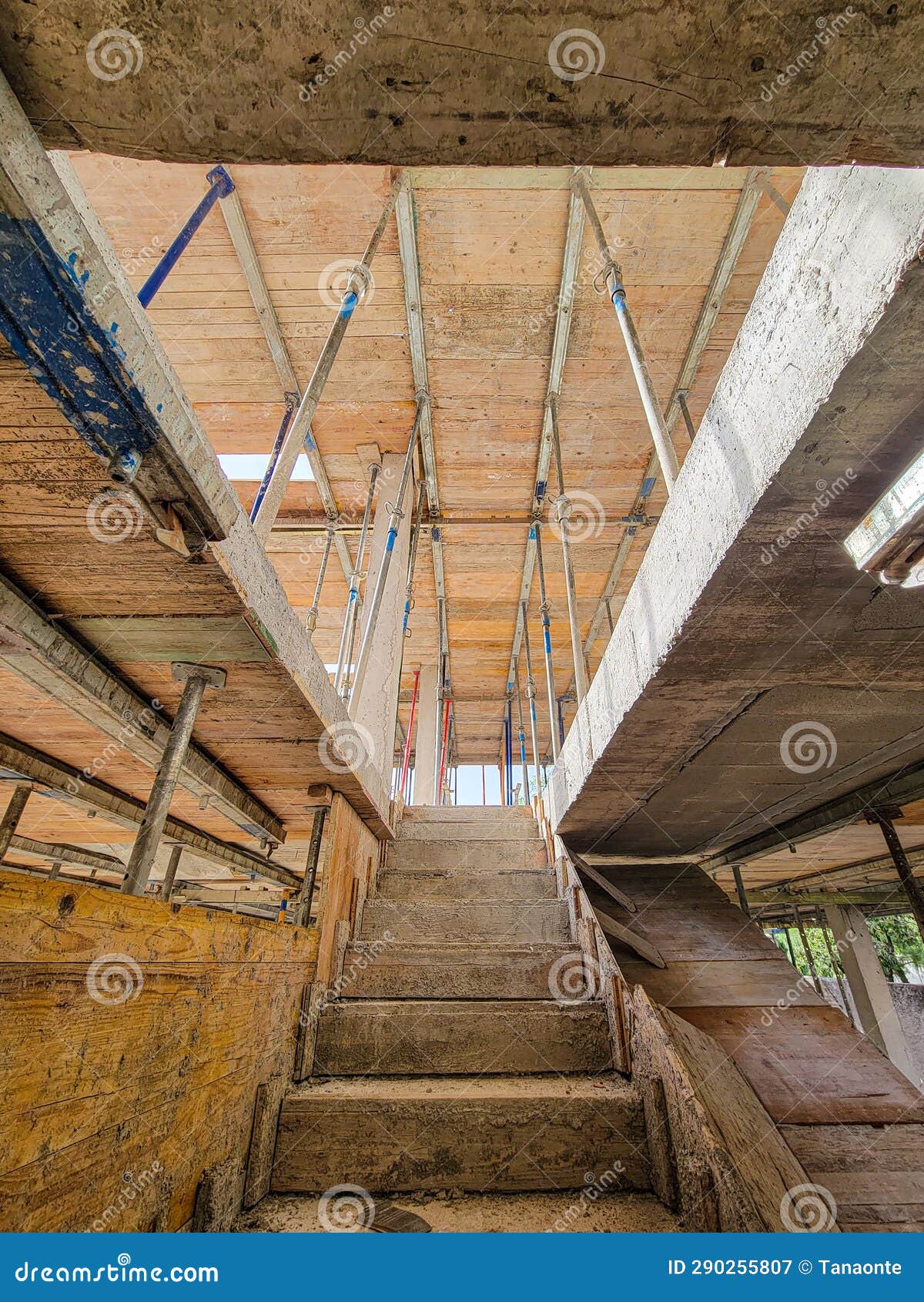 Concrete Staircase Construction in a Home Building Space Stock Image ...