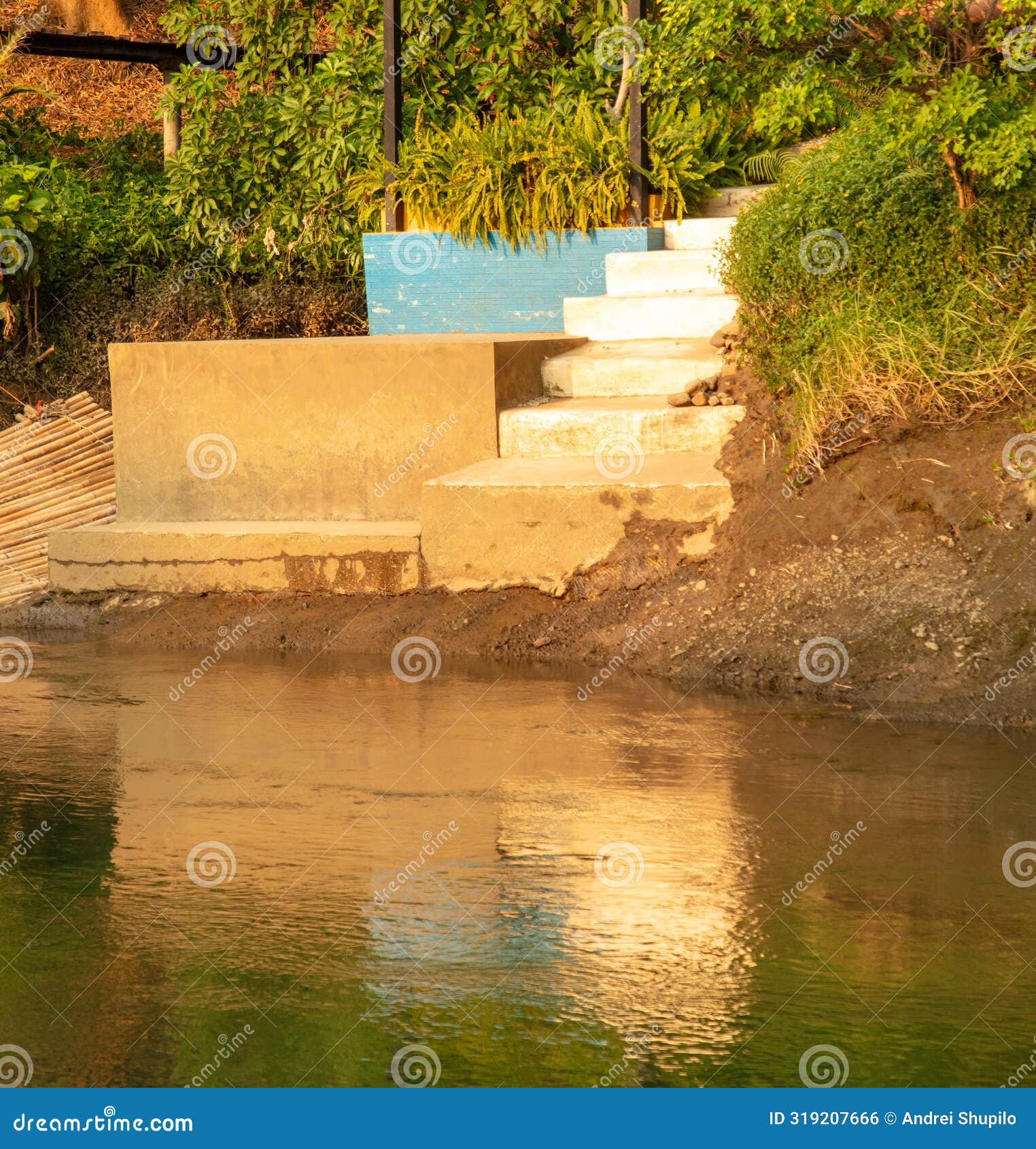 Concrete Staircase Leading into the River Stock Photo - Image of ...