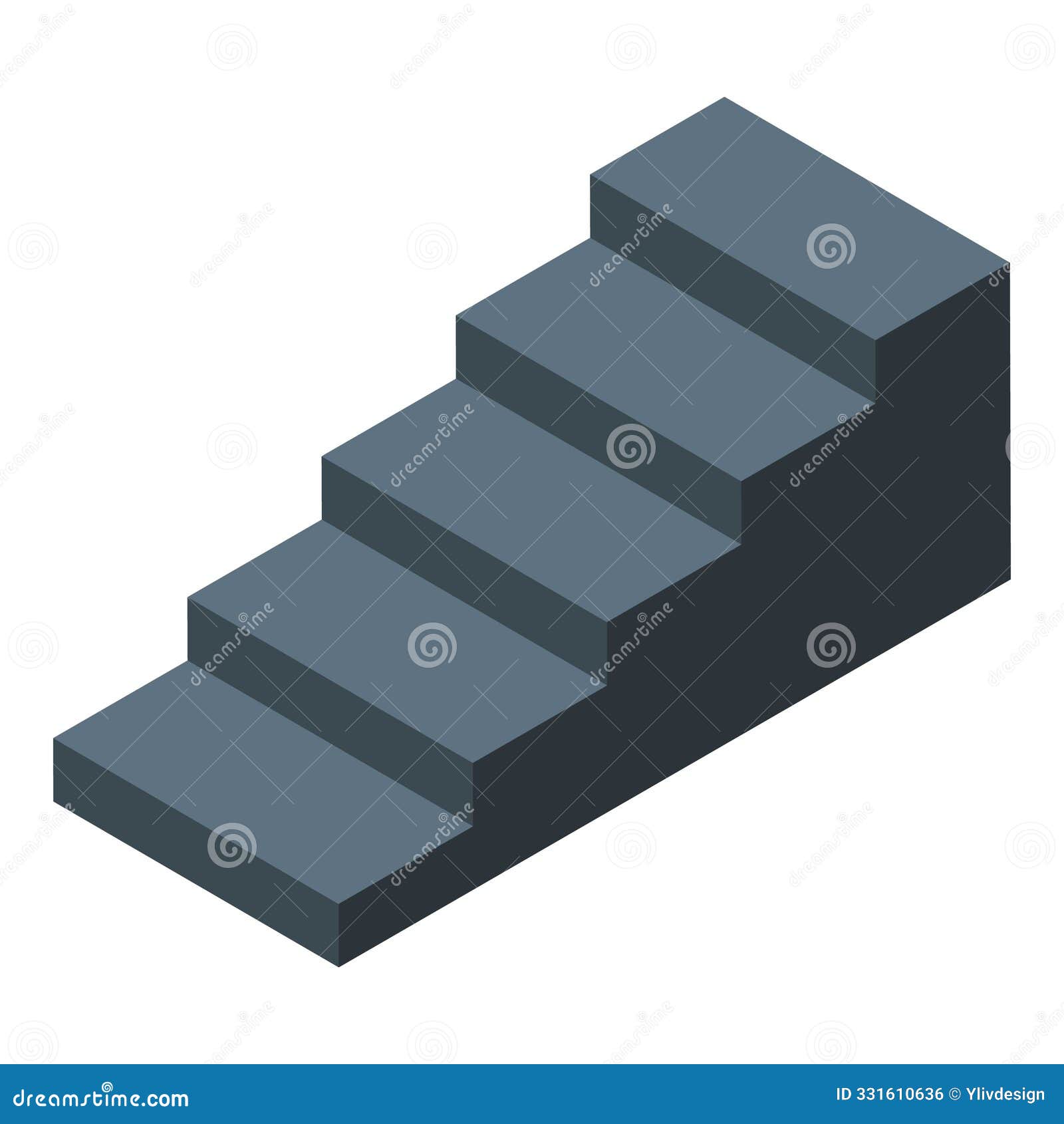 Concrete Staircase Leading Upwards in Isometric View Stock Illustration ...