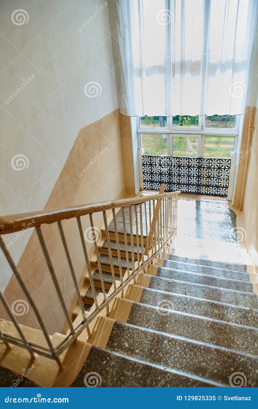 Concrete Staircase in an Old Public Building Stock Image - Image of ...