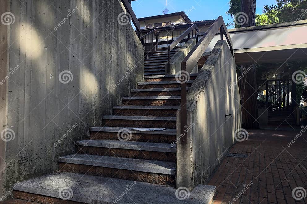 Concrete Staircase on the Outside of a Building Stock Photo - Image of ...