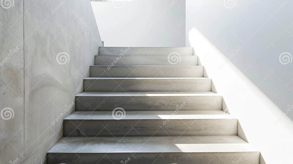 A Concrete Staircase with Sharp Rectangular Edges Leads Up To a ...