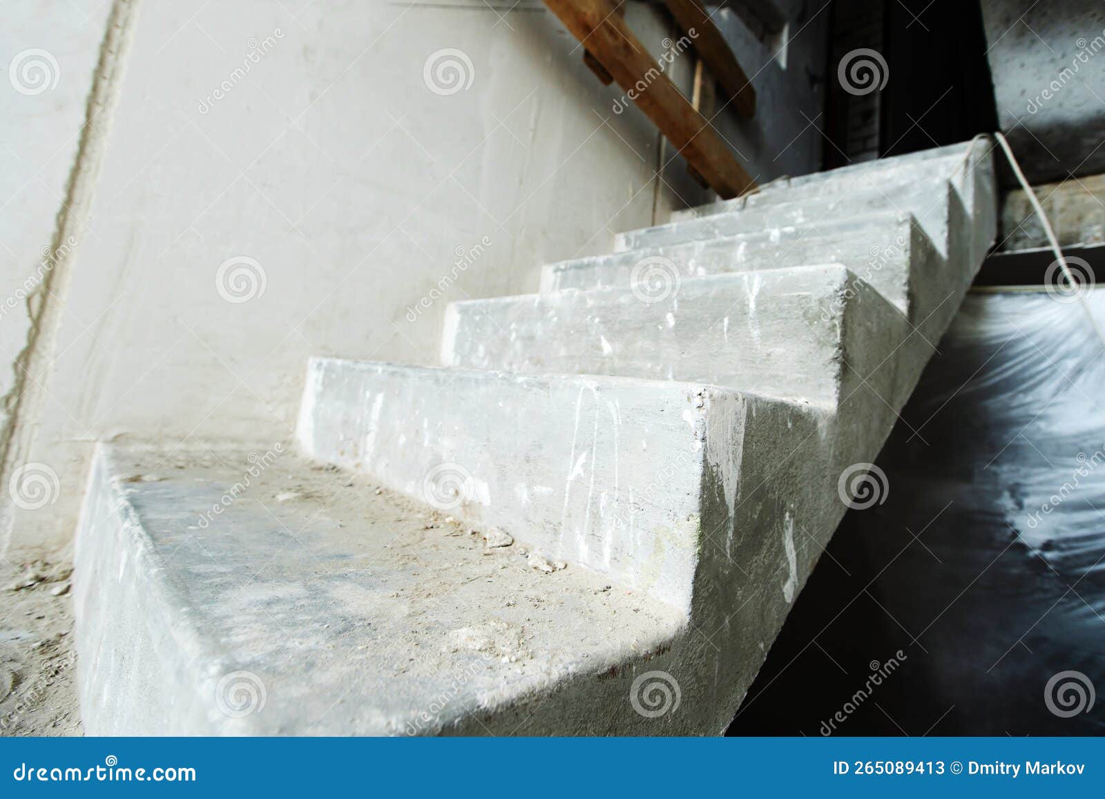 Concrete Staircase. Solid Block Steps In A Private House Under ...