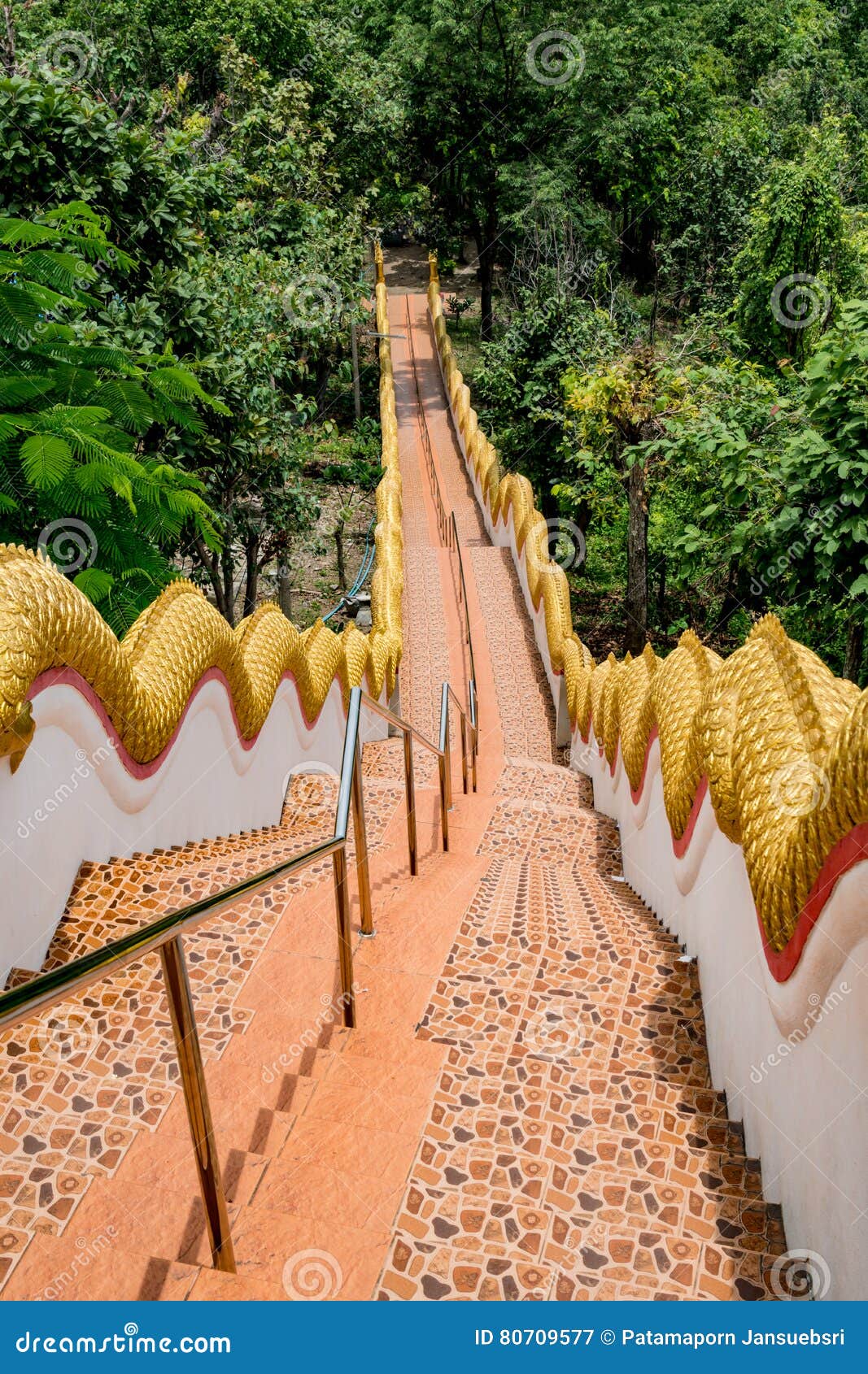 Concrete Staircase with Thai`s Dragon Railing Stock Image - Image of ...