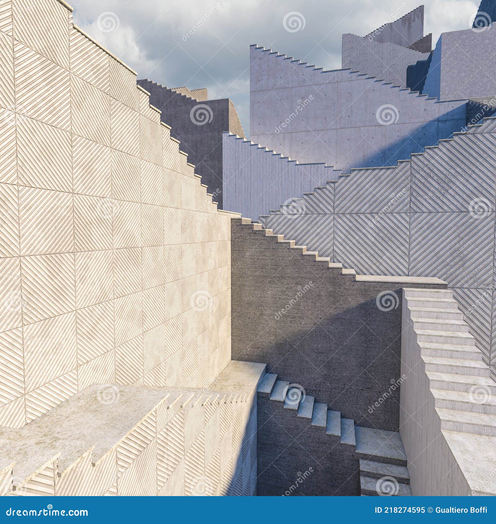 Concrete Stairs Abstract Architecture Stock Illustration - Illustration ...