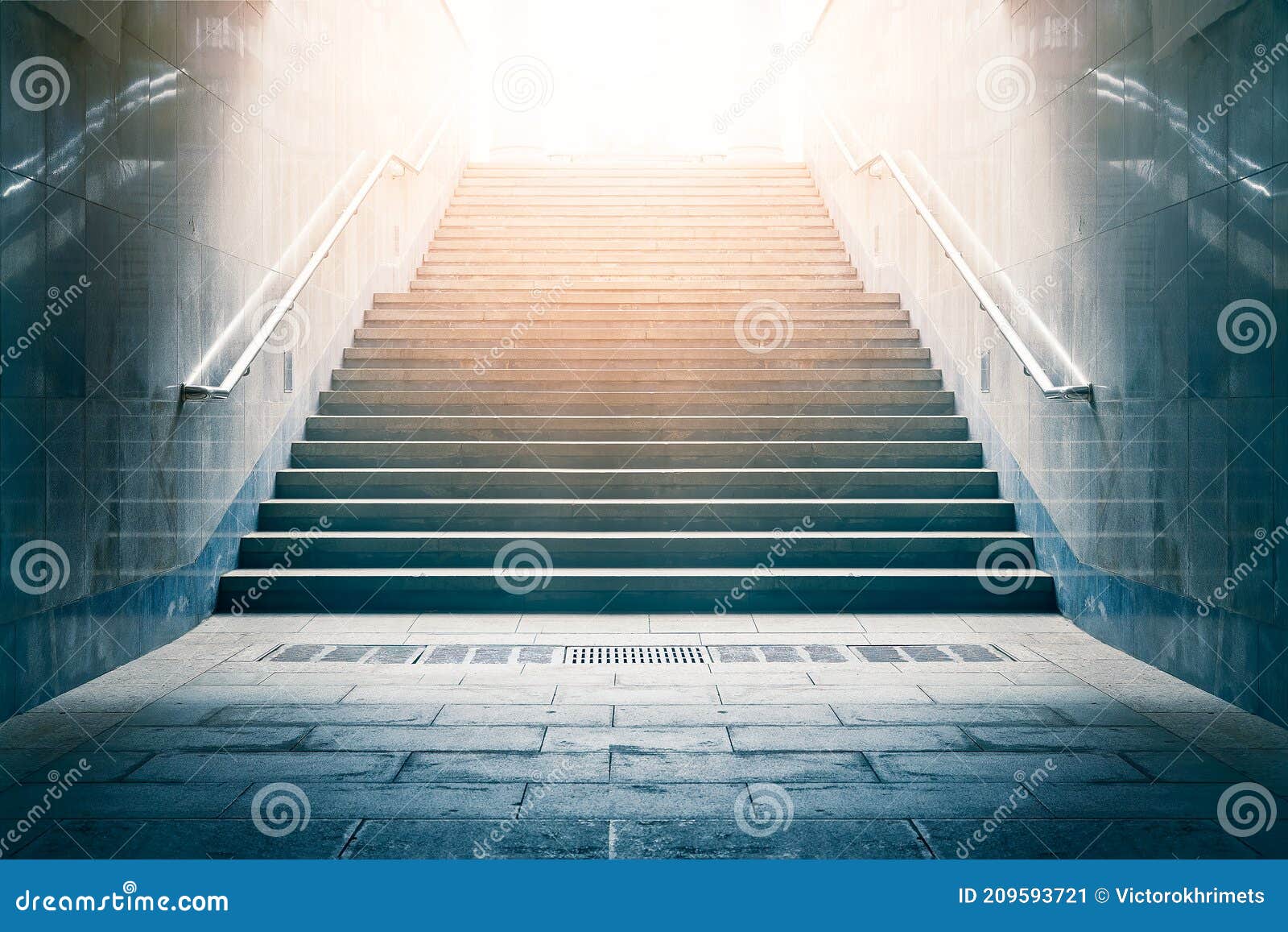 Concrete Stairs Leading Up Towards Light. Concept of Hope and Bright ...
