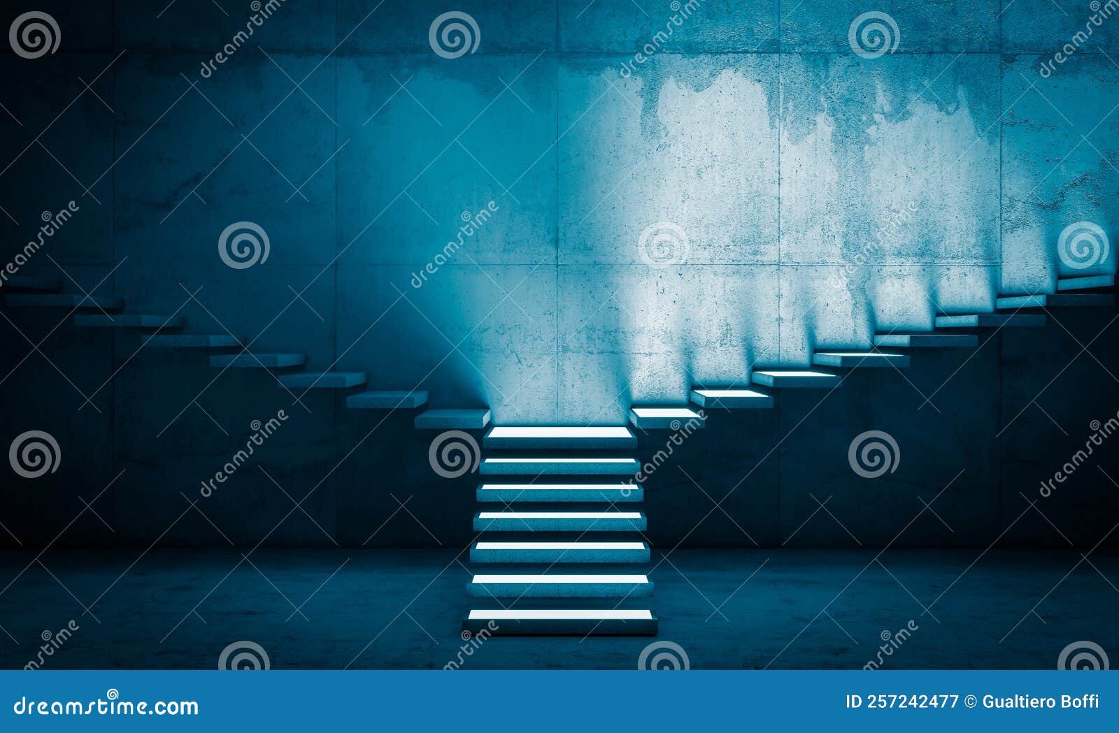 Concrete Stairs with Lights on the Steps Stock Illustration ...