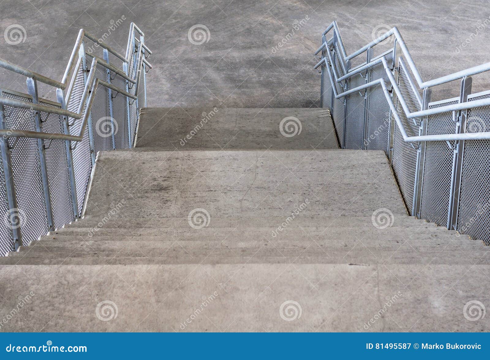 Concrete Stairs and Metal Handrails Under the Bridge Stock Image ...