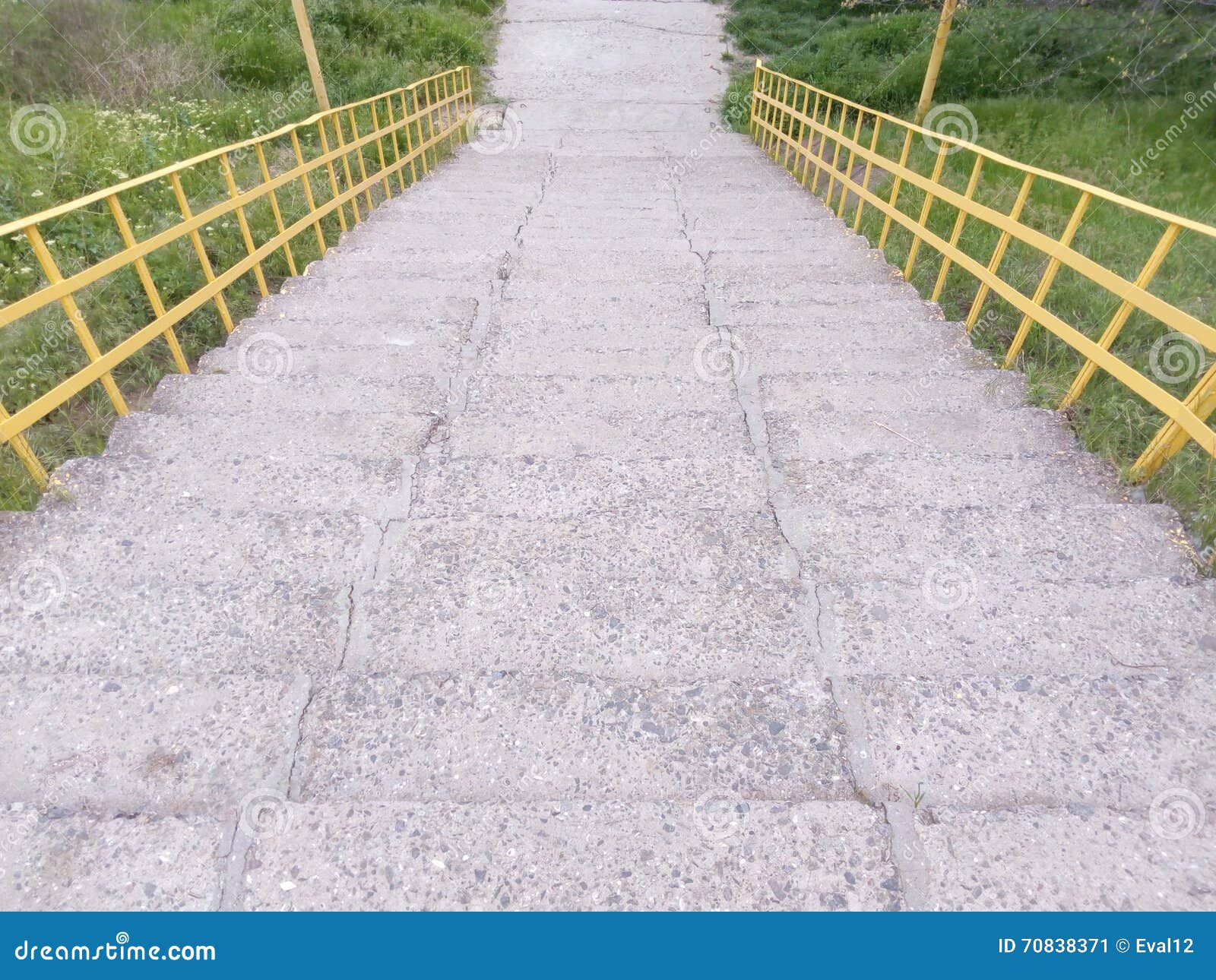 Concrete Stairs with Yellow Handrail Stairs Going Down Stock Image ...