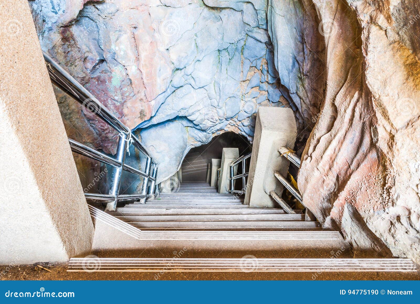 Concrete Stairway into Beautiful Cave Stock Photo - Image of rocky ...
