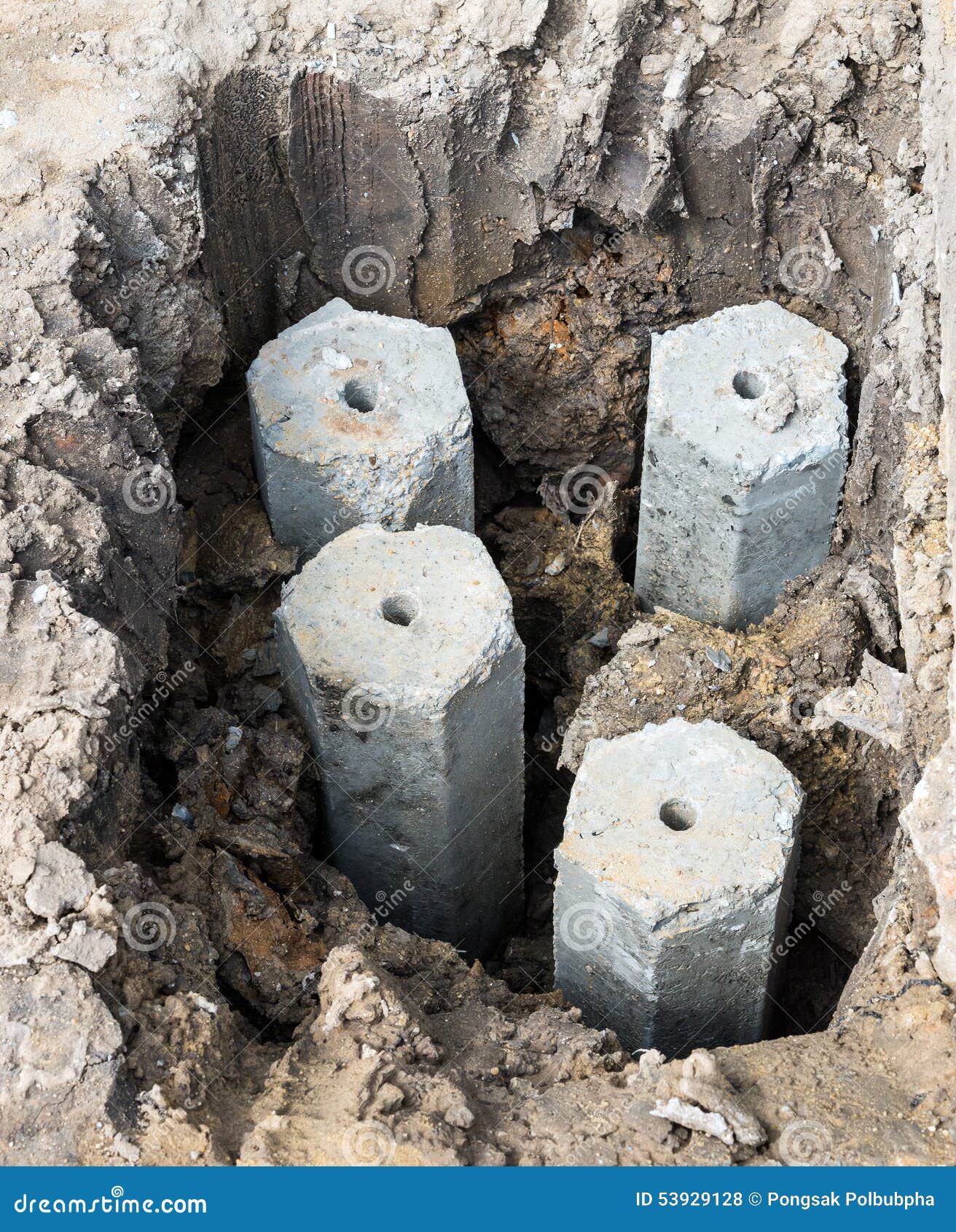 Concrete Stake In The Hole Of Construction House Stock Image ...