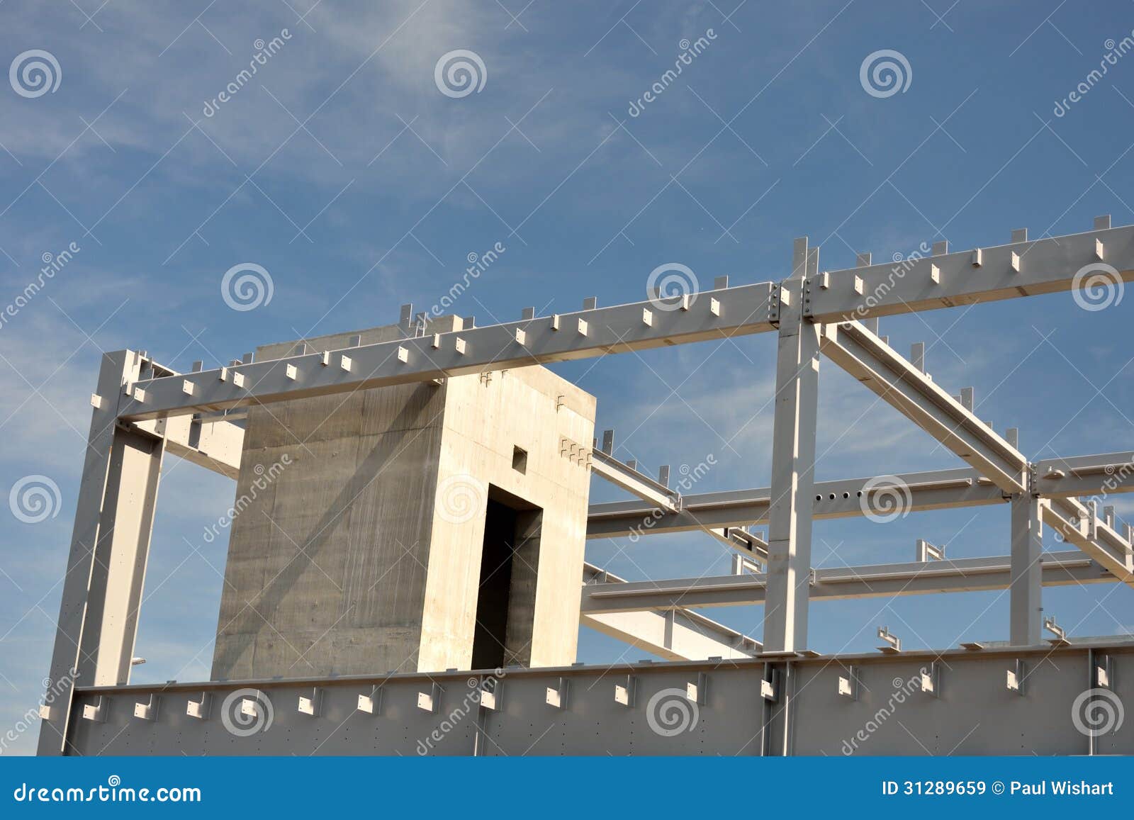 Building Frame Composition. Steel Frame Of The Building With Timber ...
