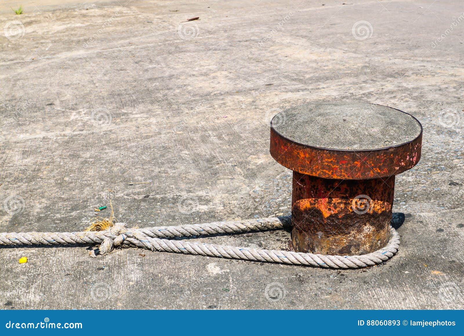 Concrete Steel Pillar with Rope for Parking Boat Stock Image - Image of ...