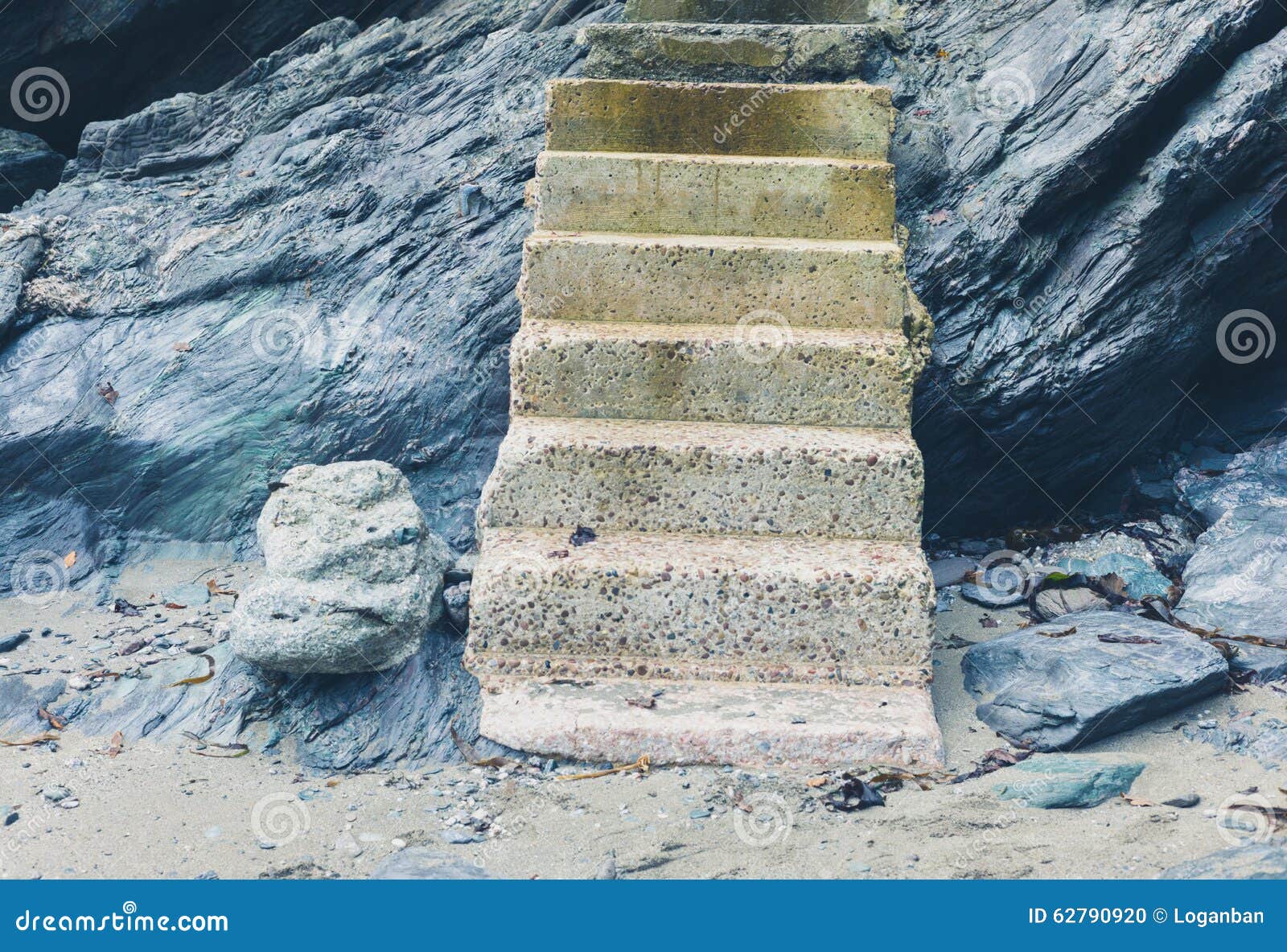 Concrete Steps Leading Up Cliff on Coast Stock Photo - Image of travel ...