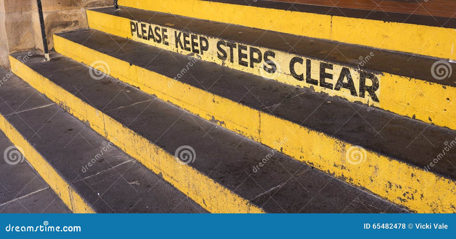 Concrete Steps, Warning Sign. Stock Photo - Image of stripes, danger ...