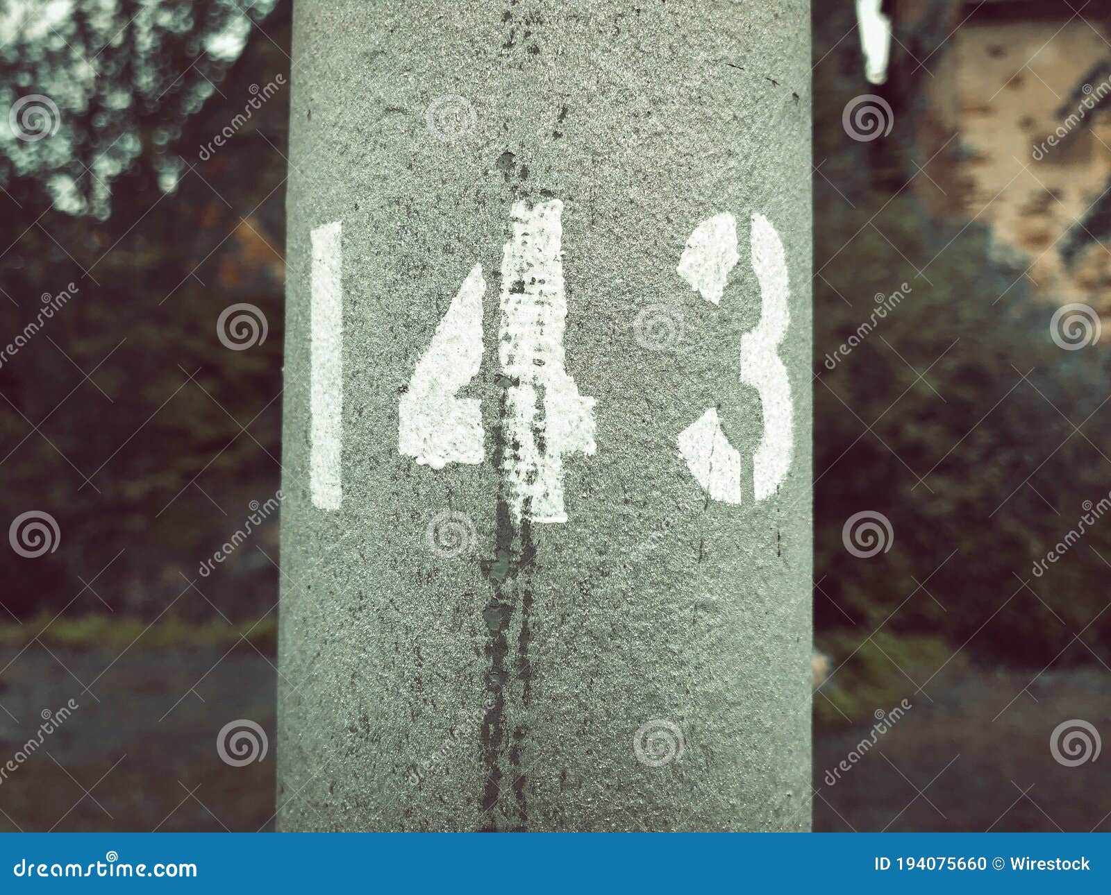 Concrete Stone with 143` Numbers on it` Stock Photo - Image of ...