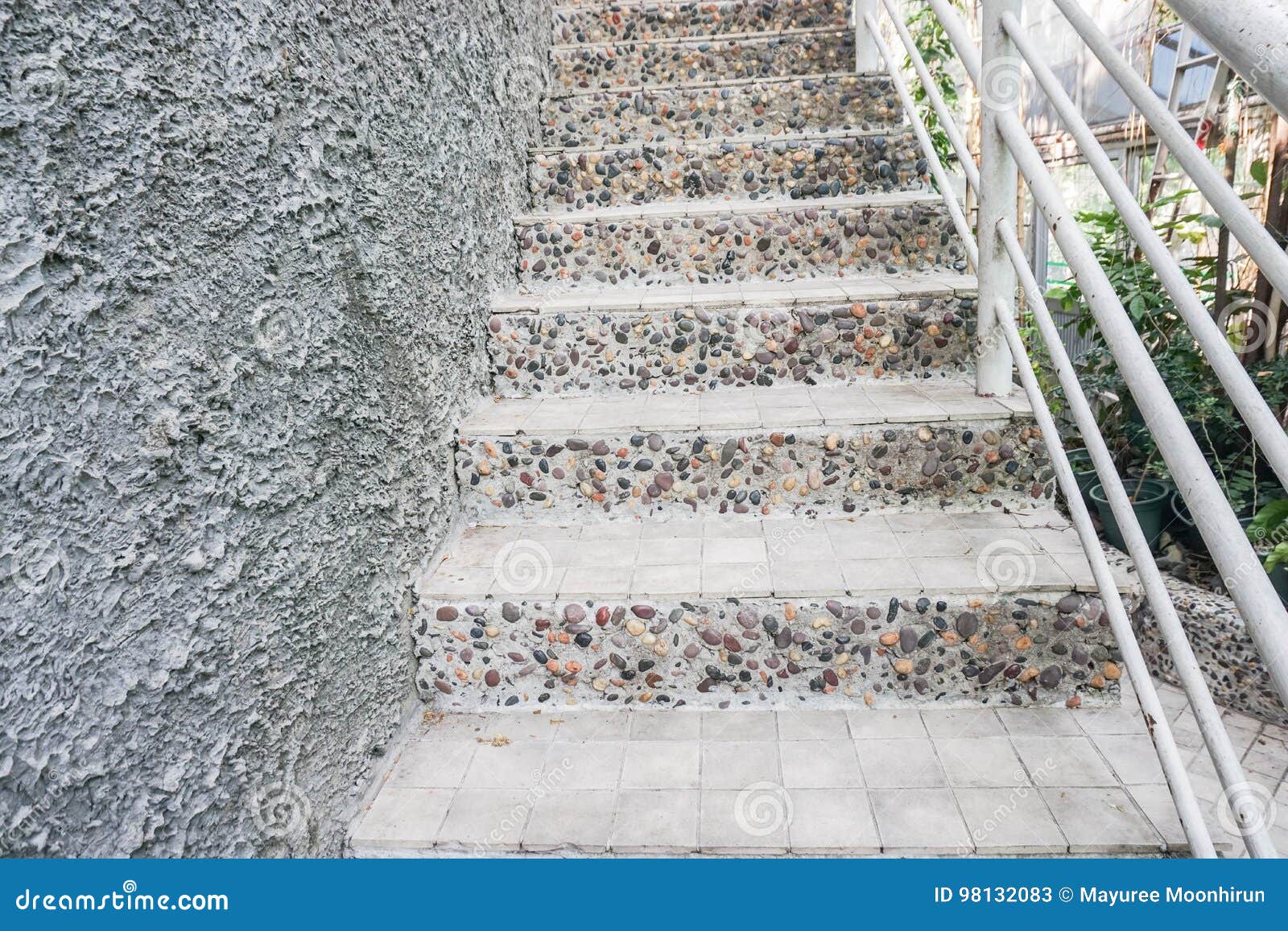 Outdoor Staircase And Wheelchair Ramp. Urban Interior. Exit Or Entrance ...