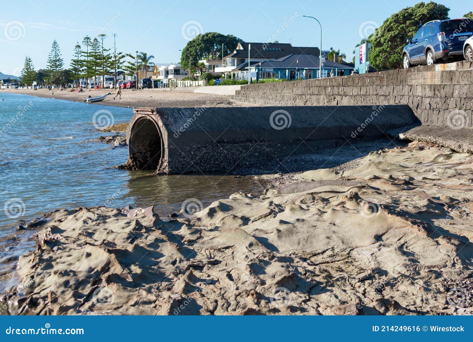 Concrete Stormwater Pipe at Beach Editorial Photo - Image of drainage ...
