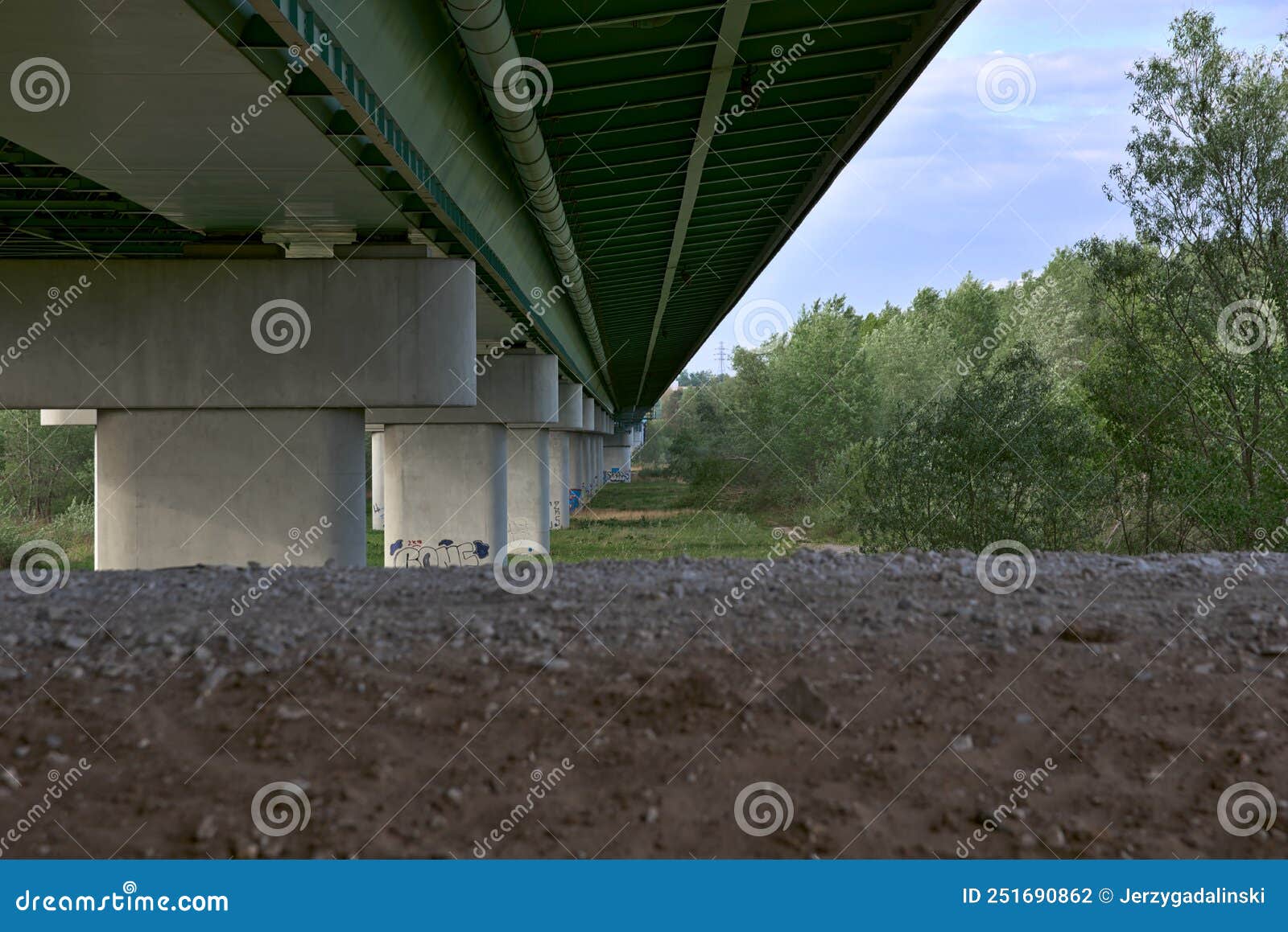 Pylons Or Concrete Pillar Of The Bridge In The Water Of The River ...