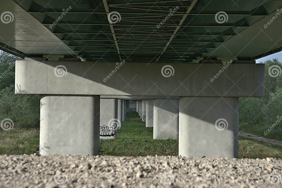 Concrete Structural Elements of the Bridge Stock Photo - Image of ...