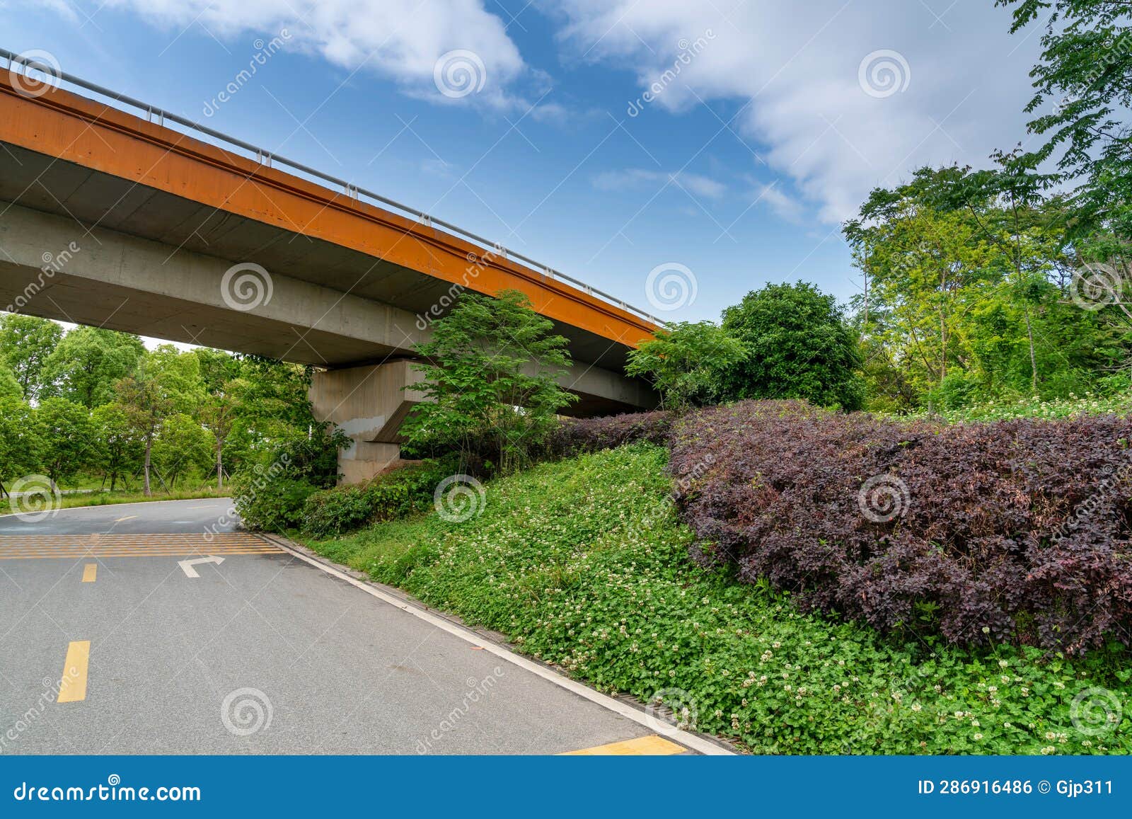 Concrete Structure and Asphalt Road Space Under the Overpass Stock ...