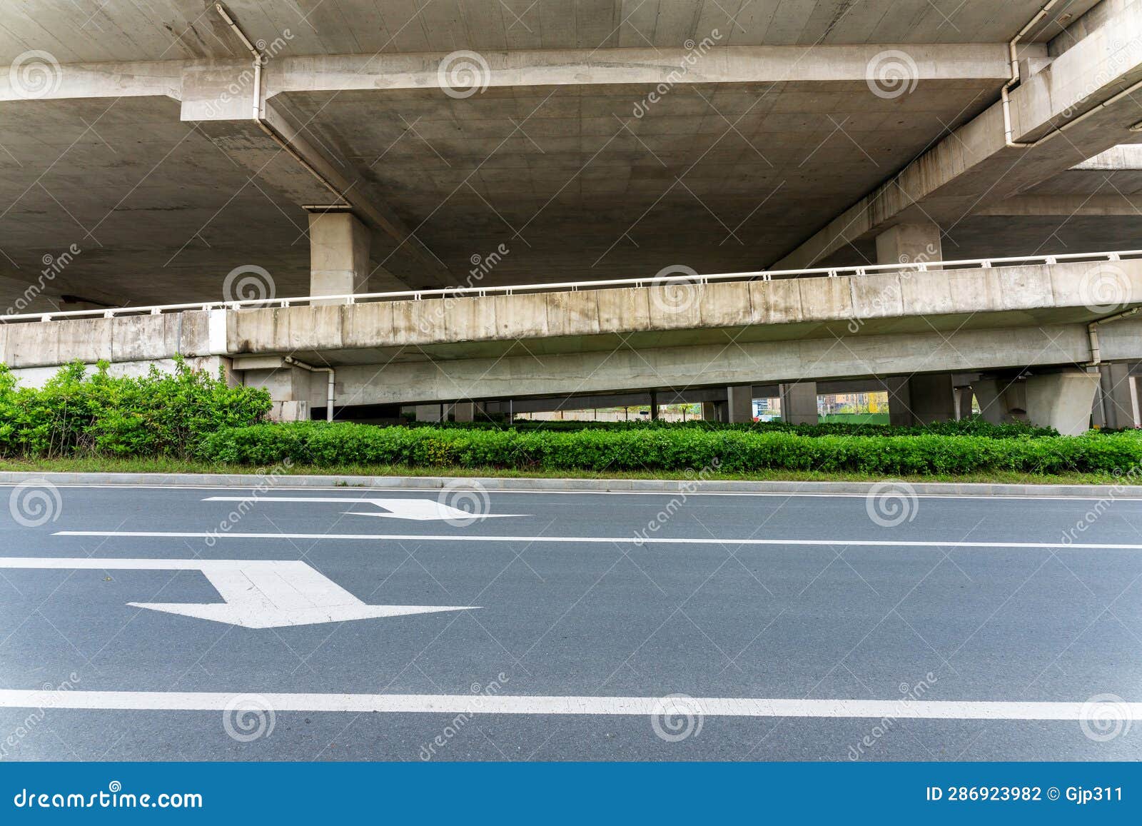 Concrete Structure and Asphalt Road Space Under the Overpass Stock ...