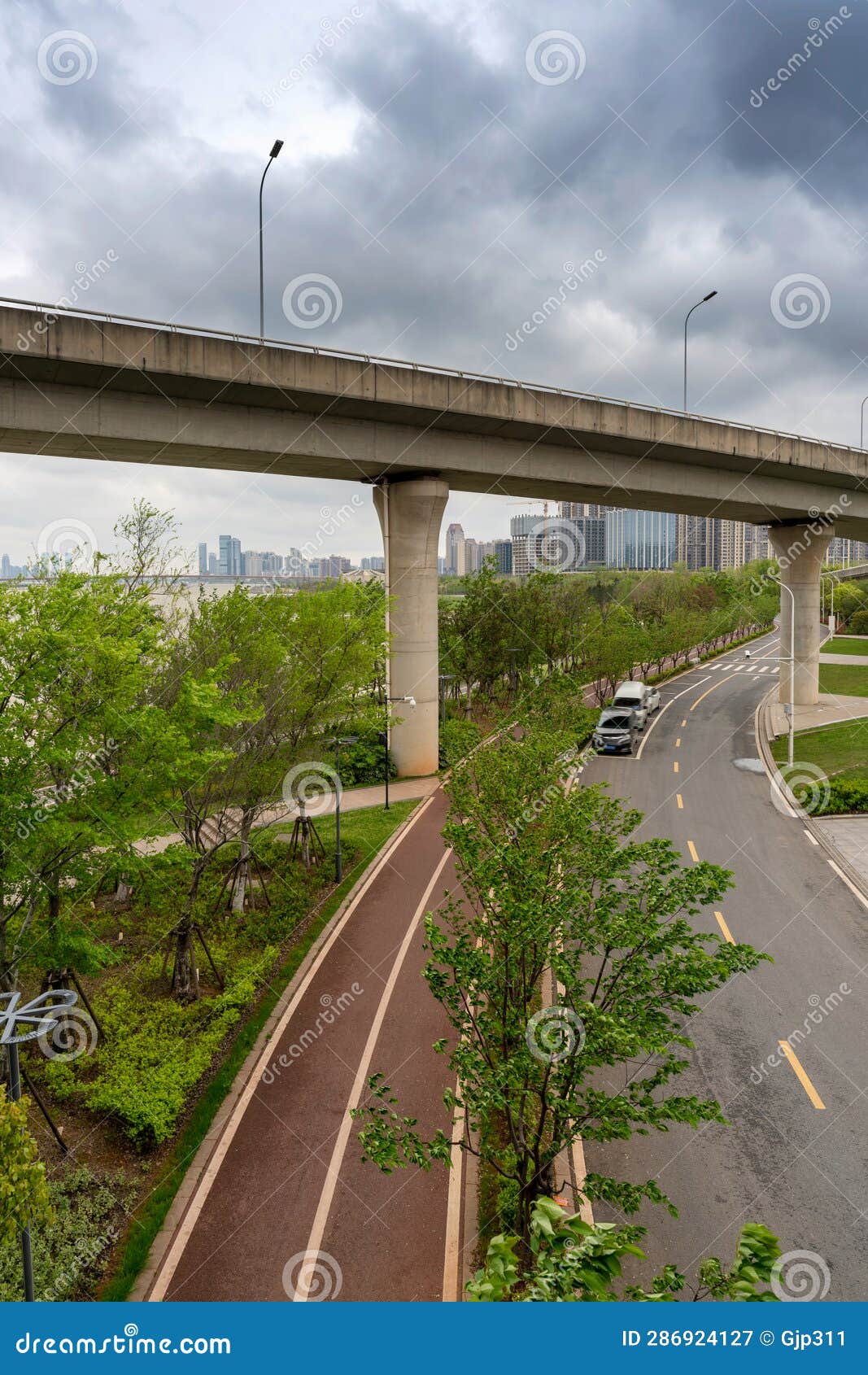 Concrete Structure and Asphalt Road Space Under the Overpass Stock ...