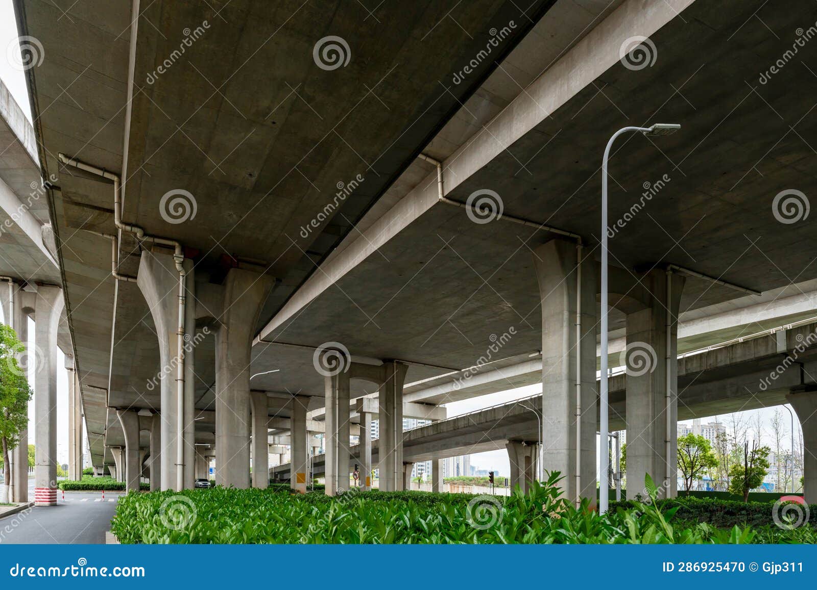 Concrete Structure and Asphalt Road Space Under the Overpass Stock ...