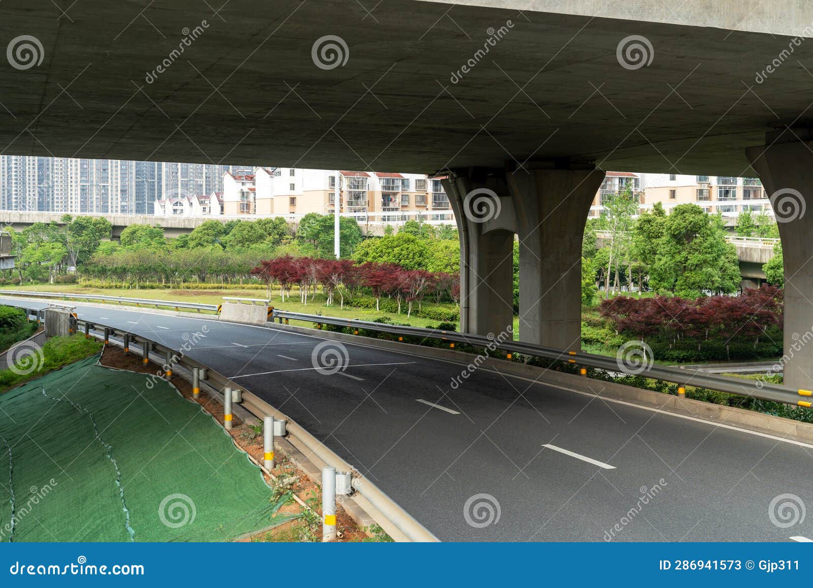Concrete Structure and Asphalt Road Space Under the Overpass Stock ...
