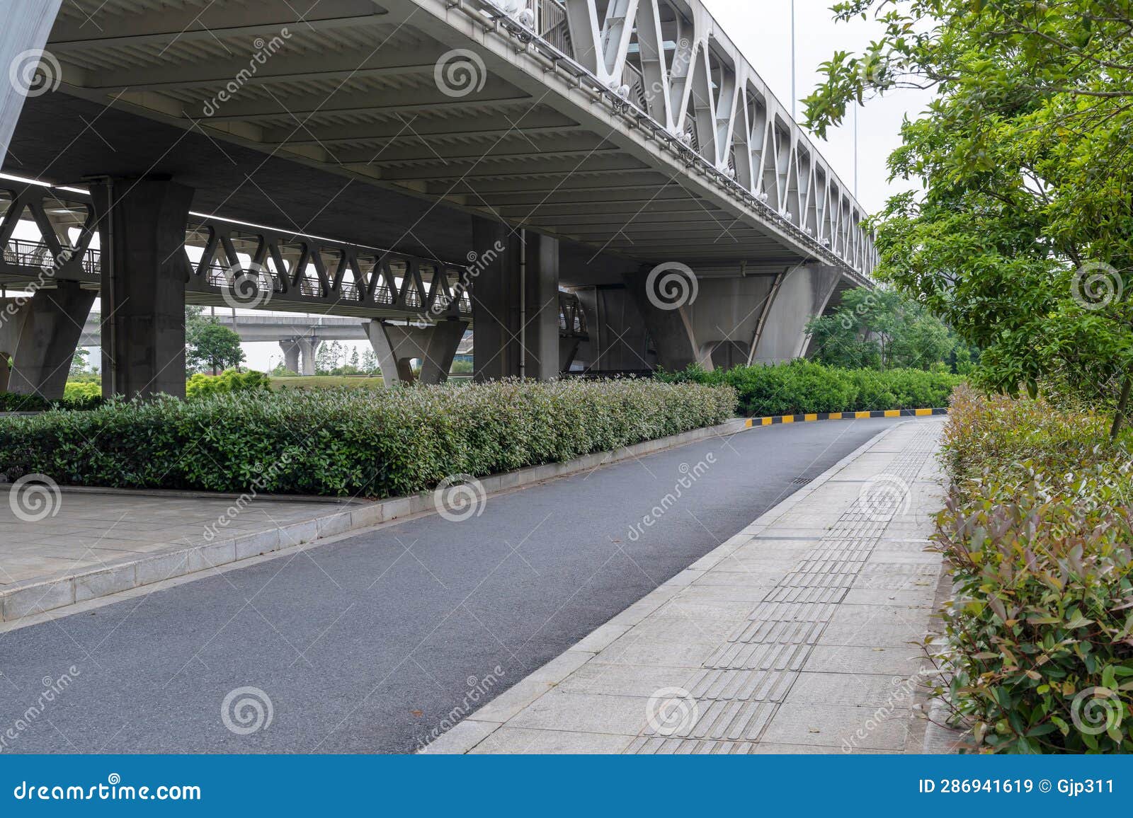 Concrete Structure and Asphalt Road Space Under the Overpass Stock ...
