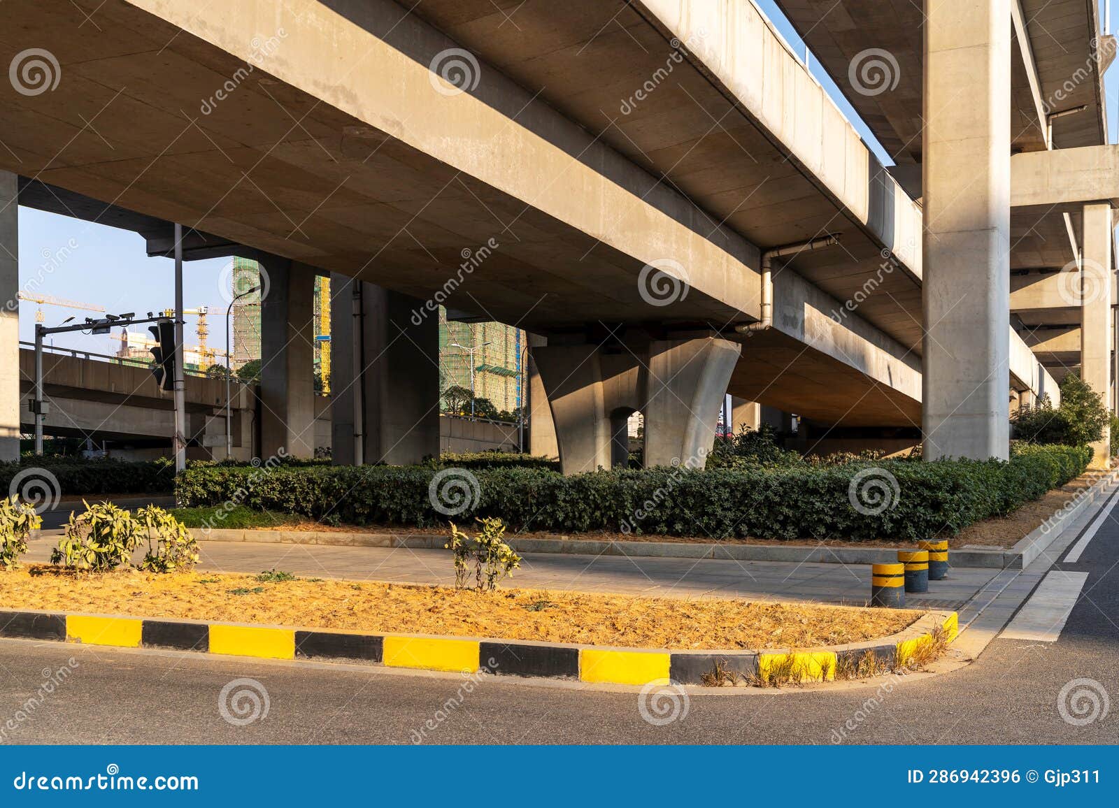 Concrete Structure and Asphalt Road Space Under the Overpass Stock ...