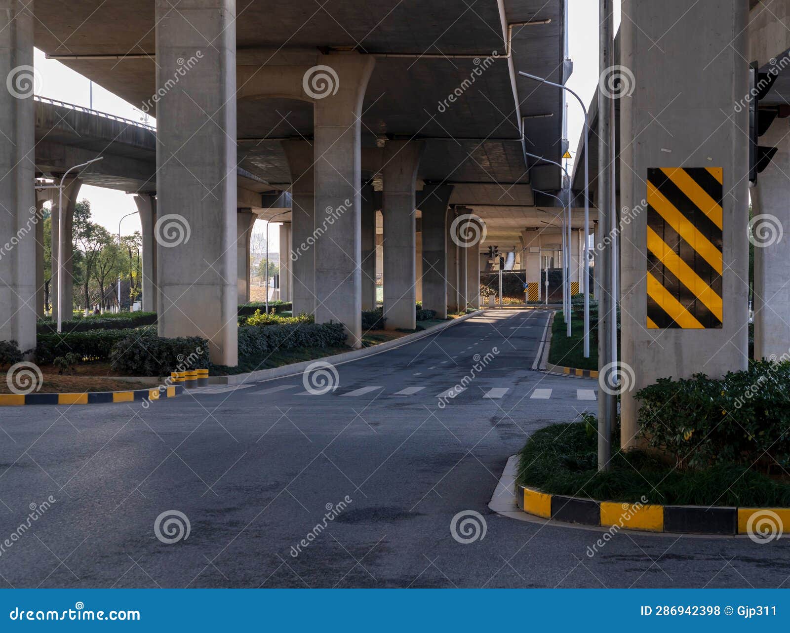 Concrete Structure and Asphalt Road Space Under the Overpass Stock ...