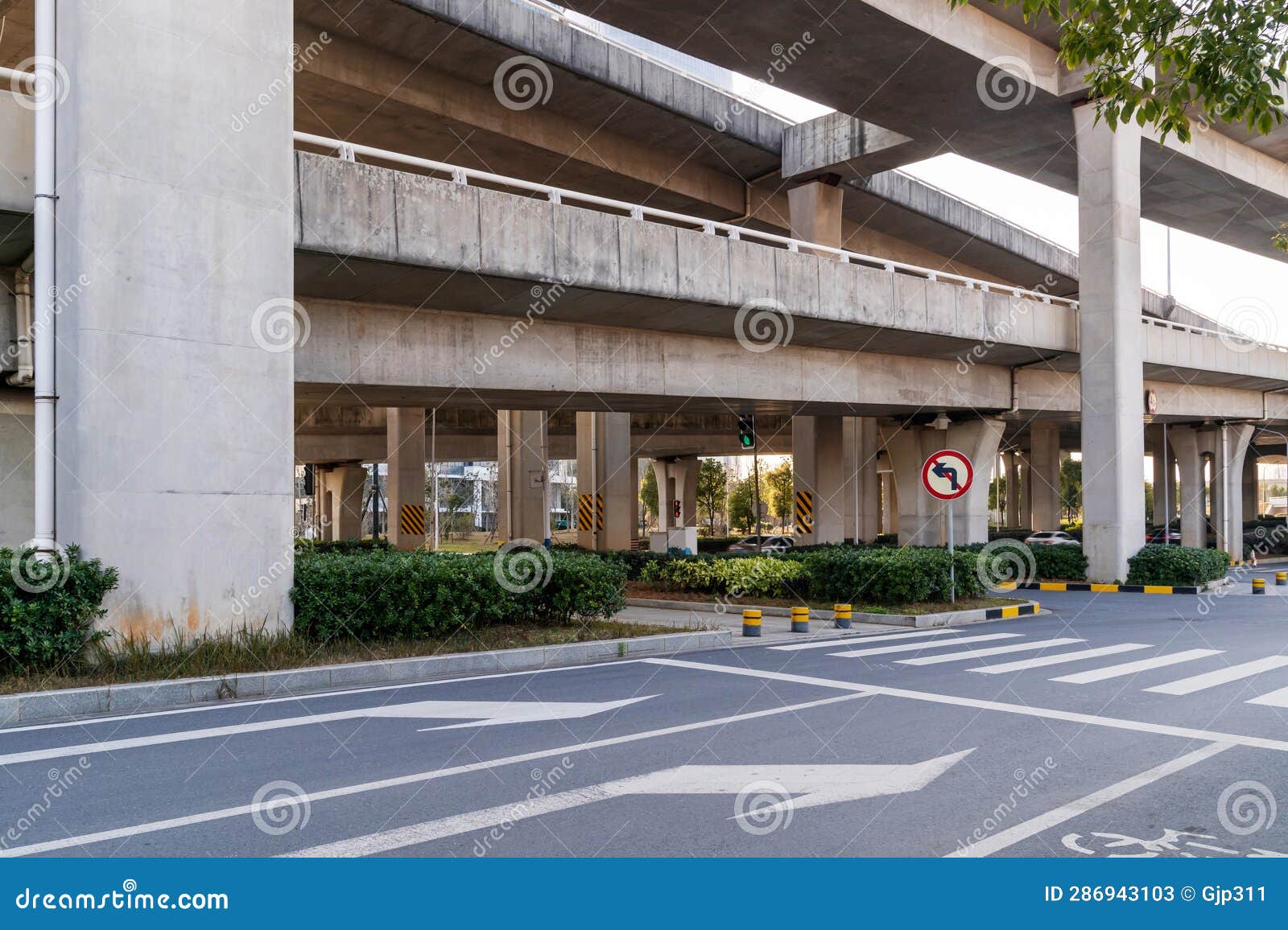 Concrete Structure and Asphalt Road Space Under the Overpass in the ...