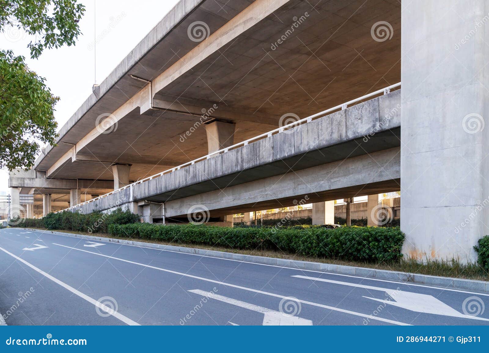 Concrete Structure and Asphalt Road Space Under the Overpass Stock ...