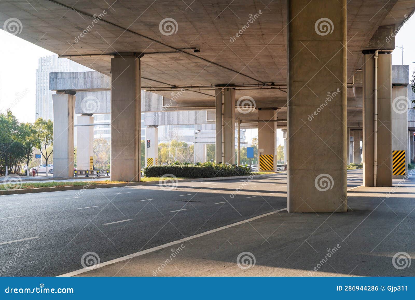 Concrete Structure and Asphalt Road Space Under the Overpass Stock ...