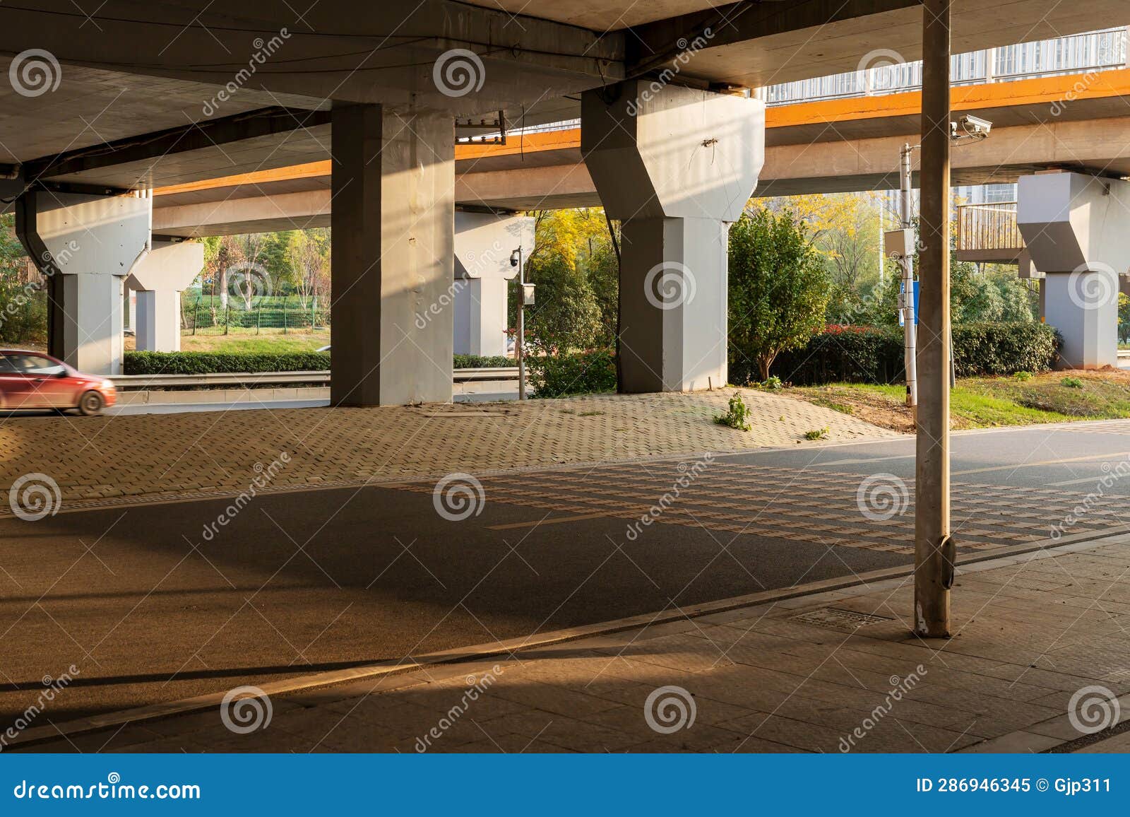 Concrete Structure and Asphalt Road Space Under the Overpass Stock ...
